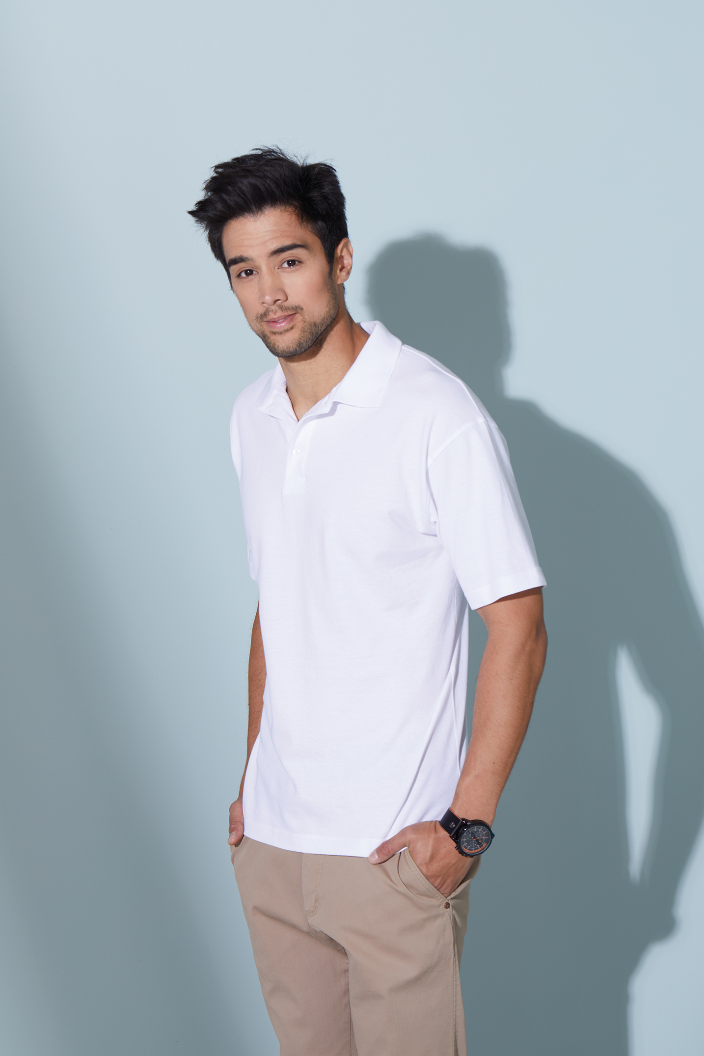 Herren Polo-Piqué Heavy White-Daiber