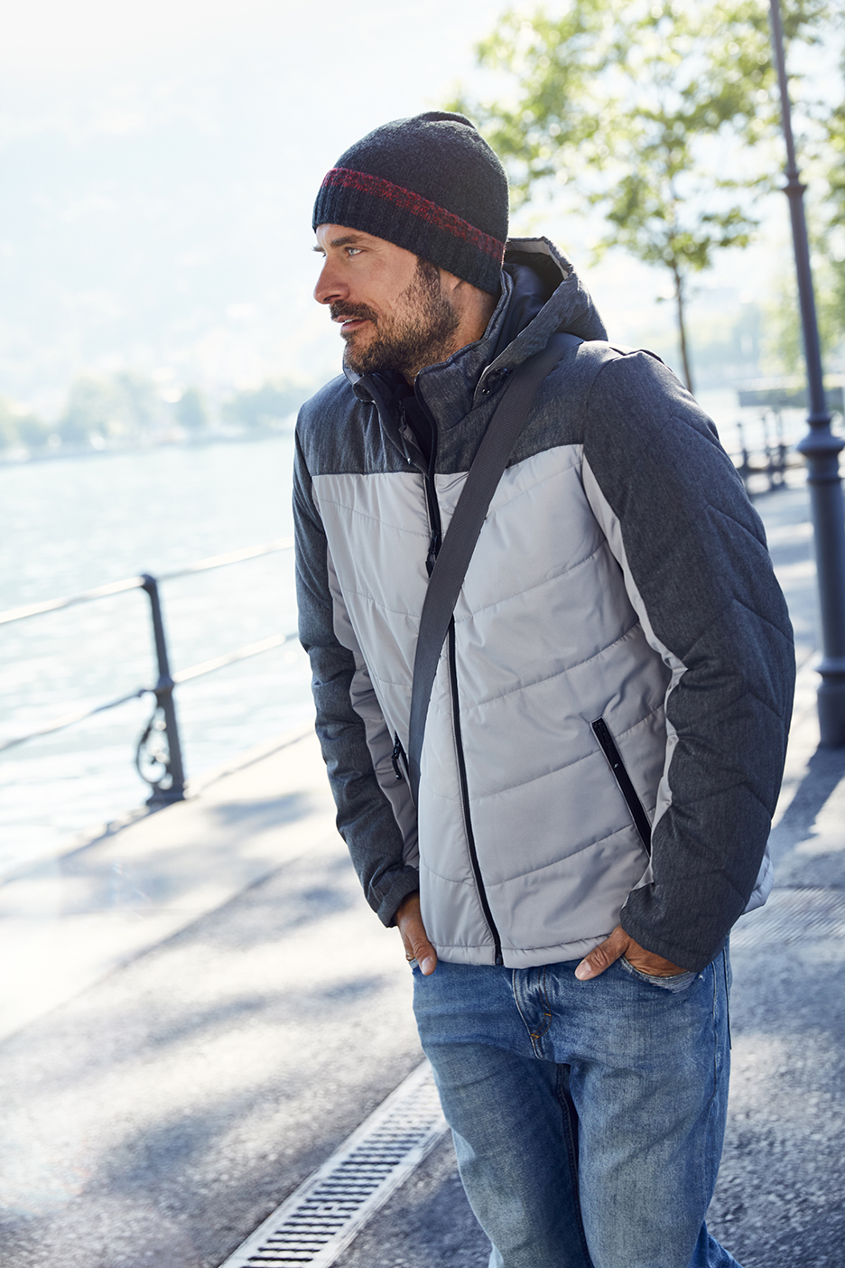 Men Mens Winter Jacket Black Anthracite Melange Daiber