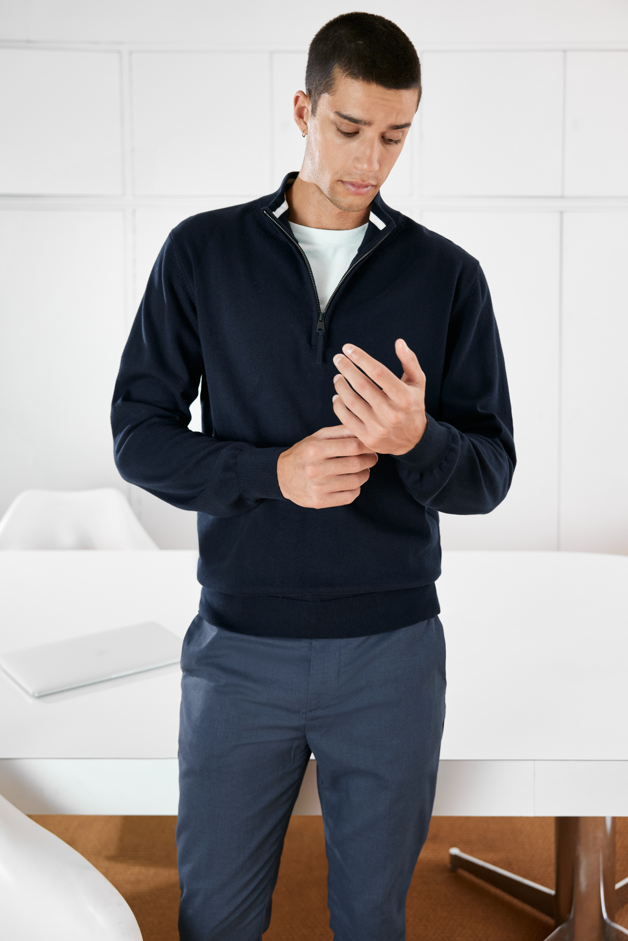 Herren Men's Half-Zip Troyer Black-Daiber