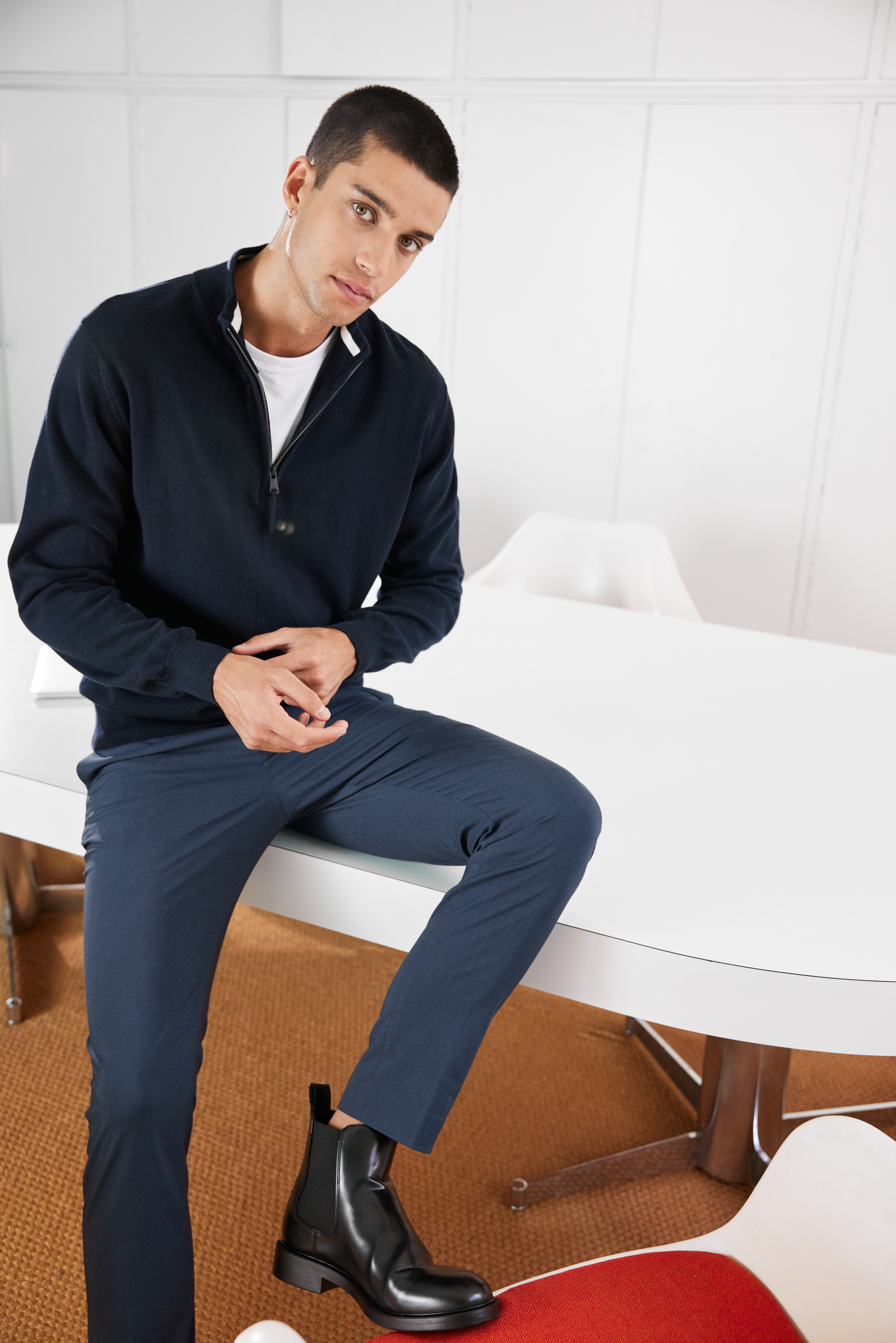 Herren Men's Half-Zip Troyer Black-Daiber