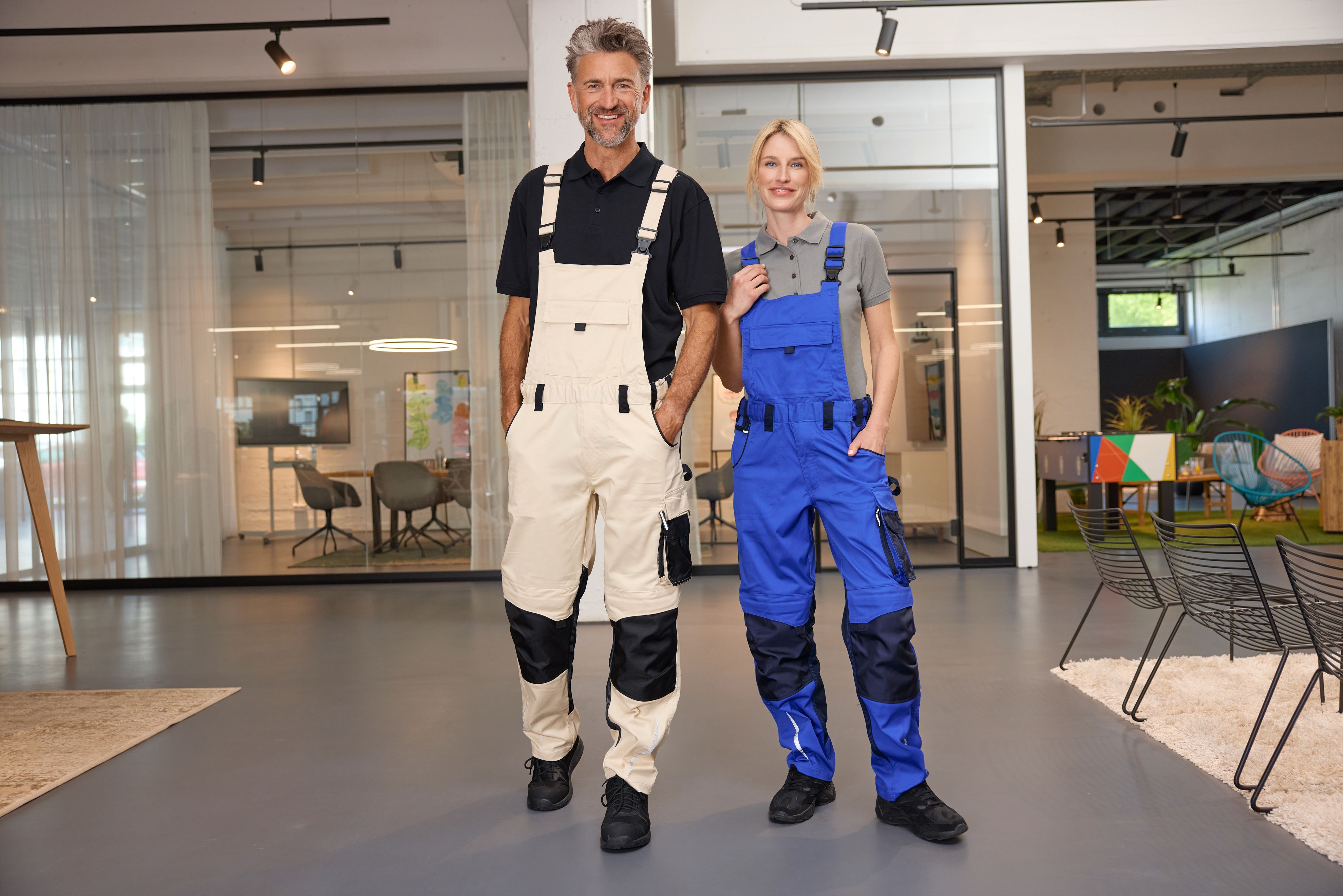 Unisex Workwear Pants with Bib - STRONG - GRS White/carbon-Daiber
