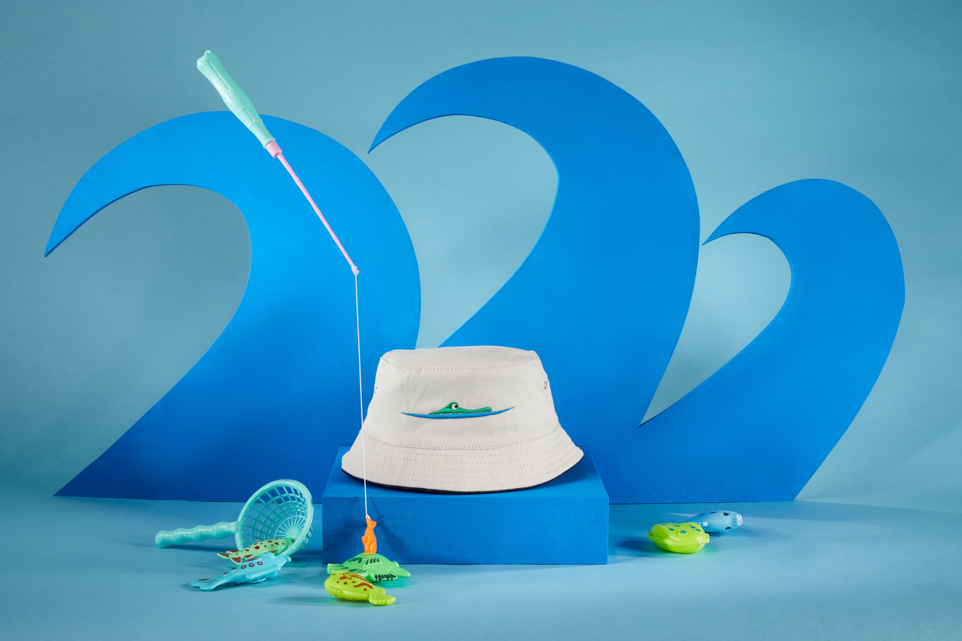 Kinder Fisherman Piping Hat for Kids White/navy-Daiber