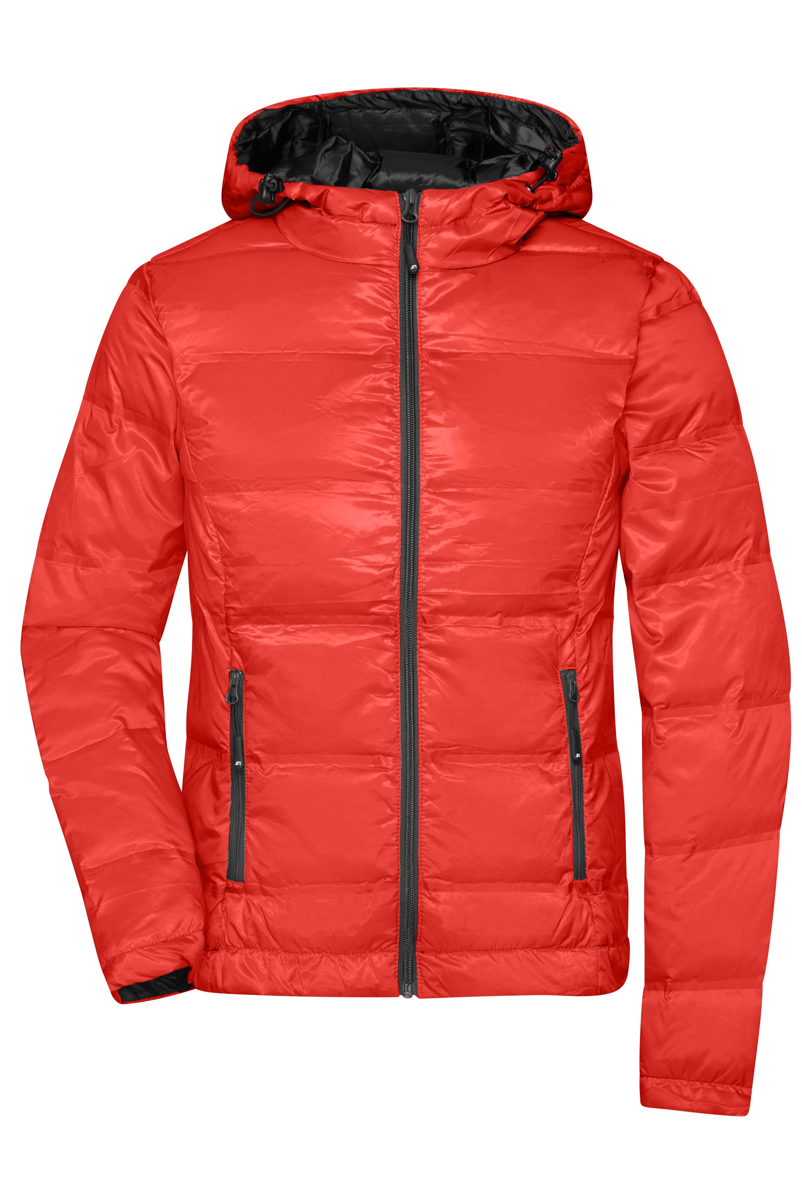Damen Ladies' Hooded Down Jacket Flame/black-Daiber