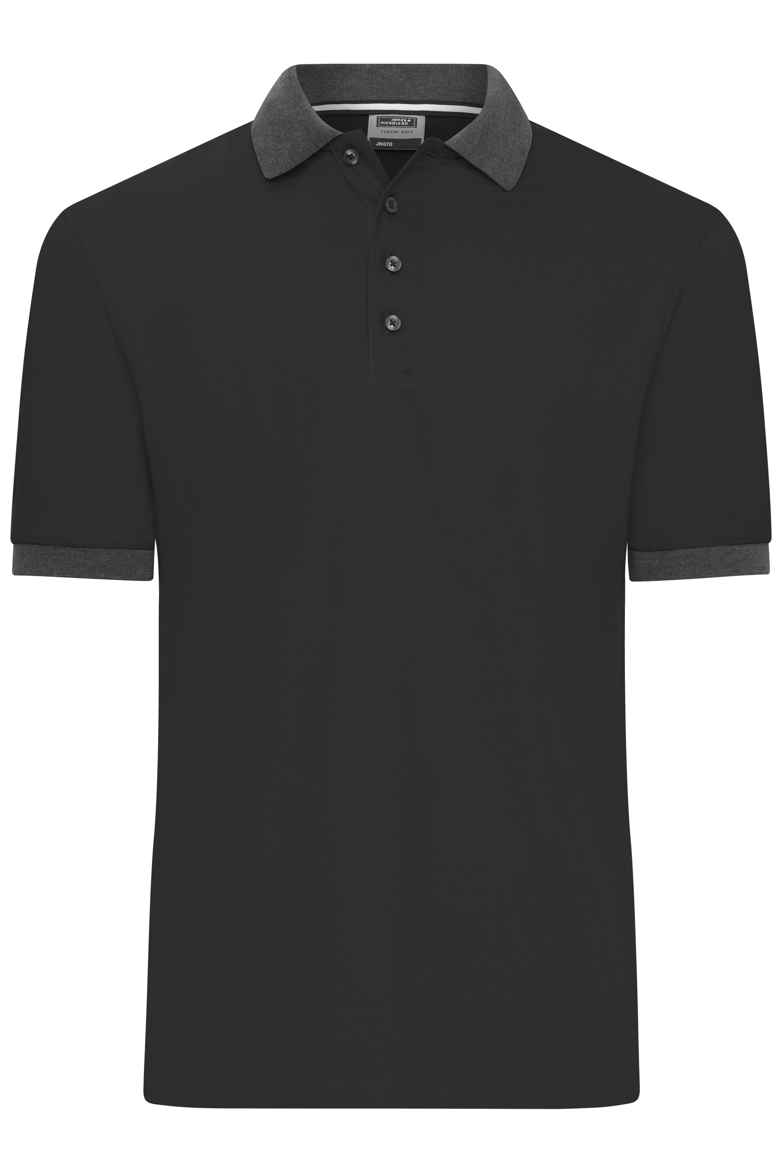 Men Men's Polo Black/anthracite-melange-Daiber
