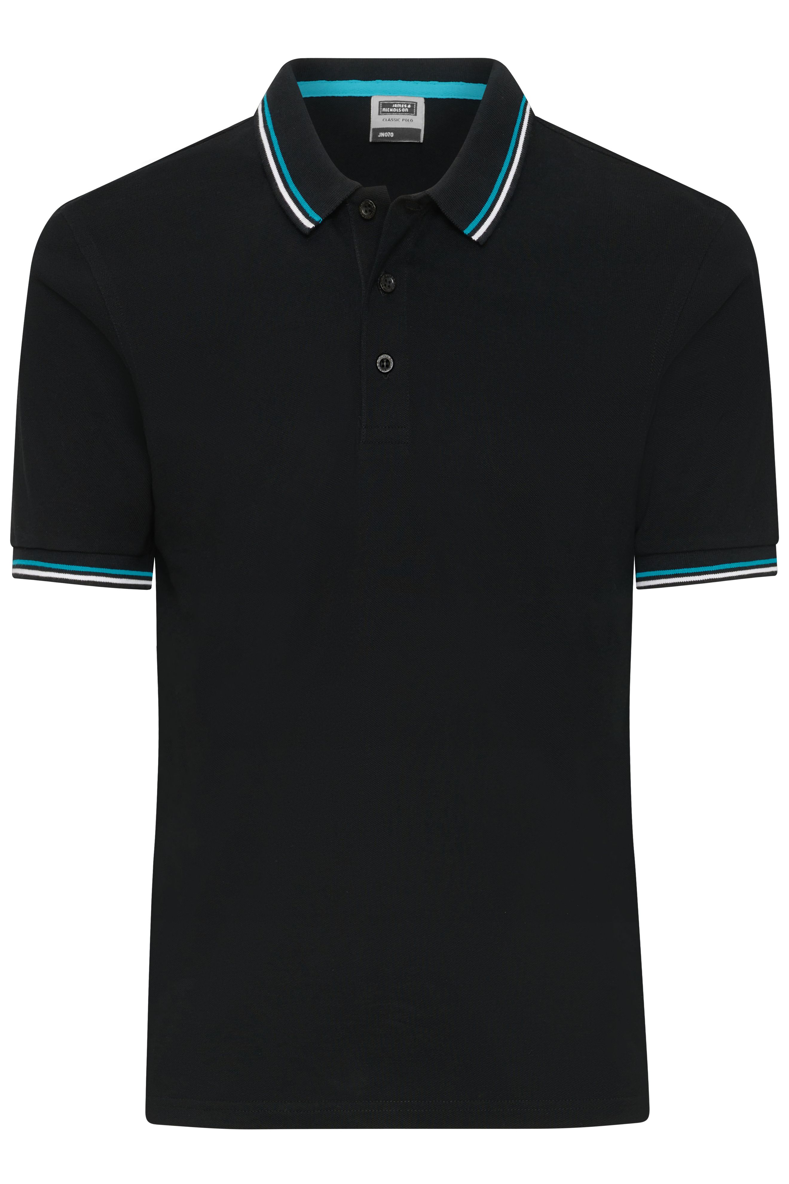 Men Men's Polo Black/white/turquoise-Daiber