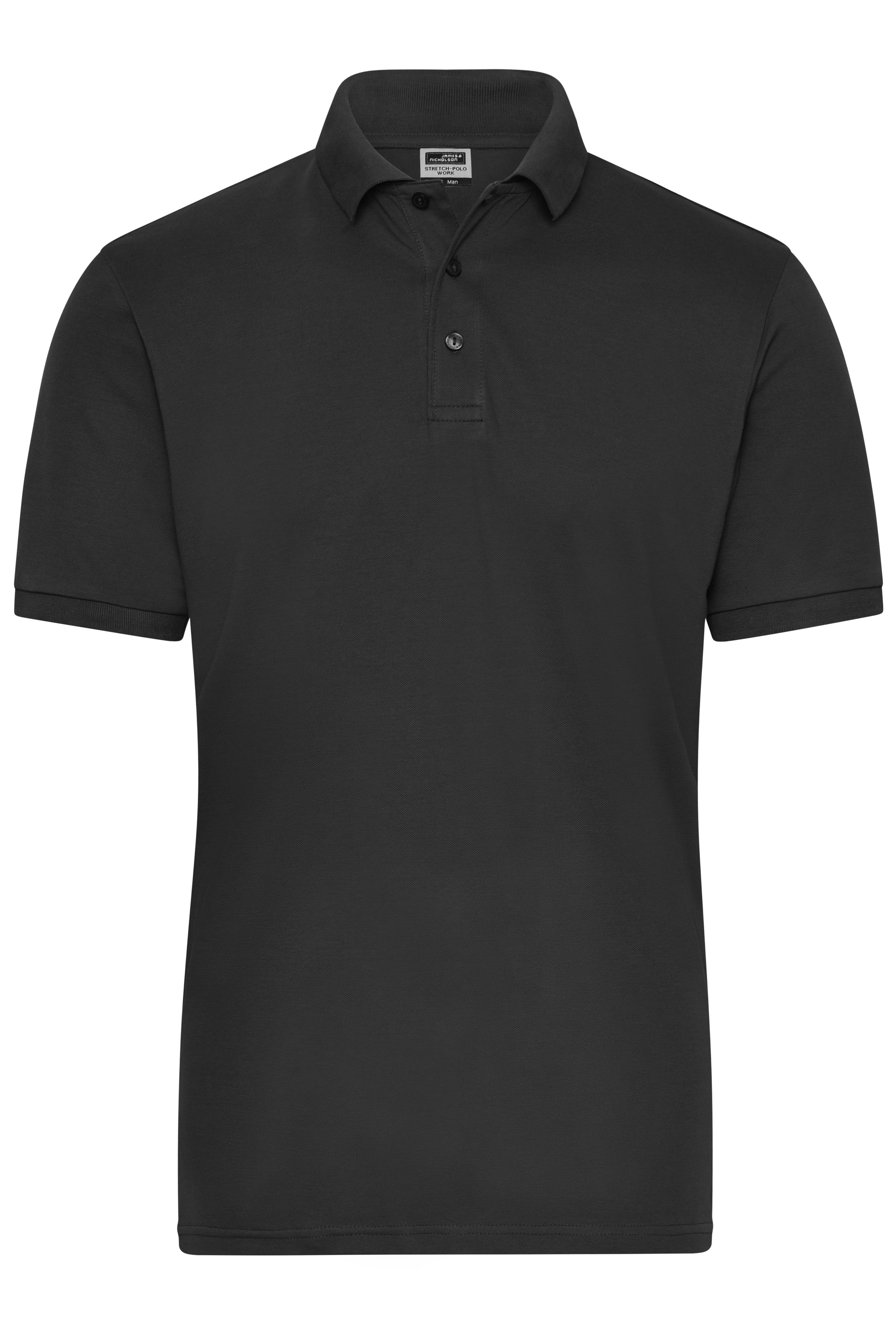 Men Men's BIO Stretch-Polo Work - SOLID - Black-Daiber