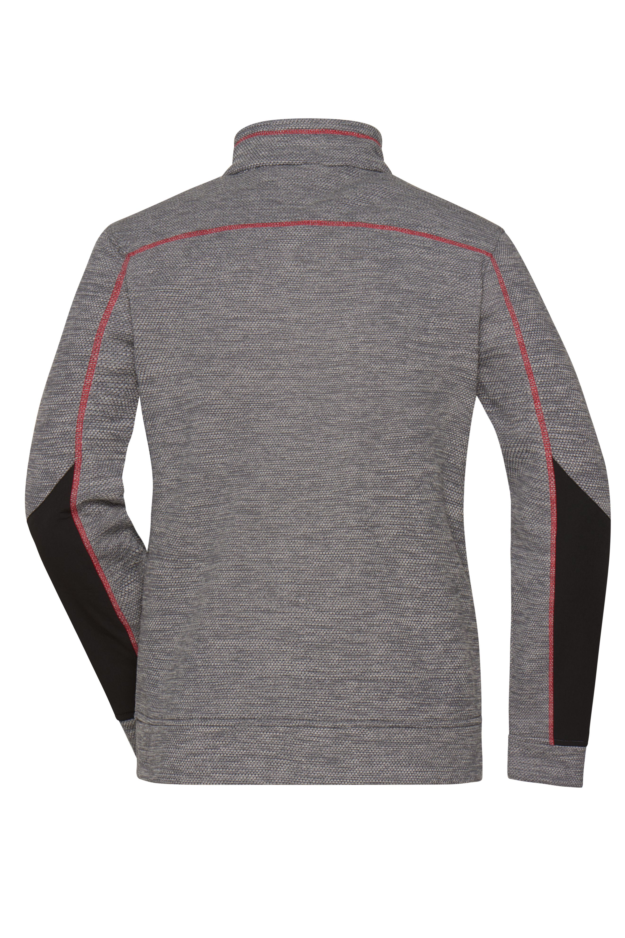 Damen Ladies' Structure Fleece Jacket Carbon-melange/black/red-Daiber