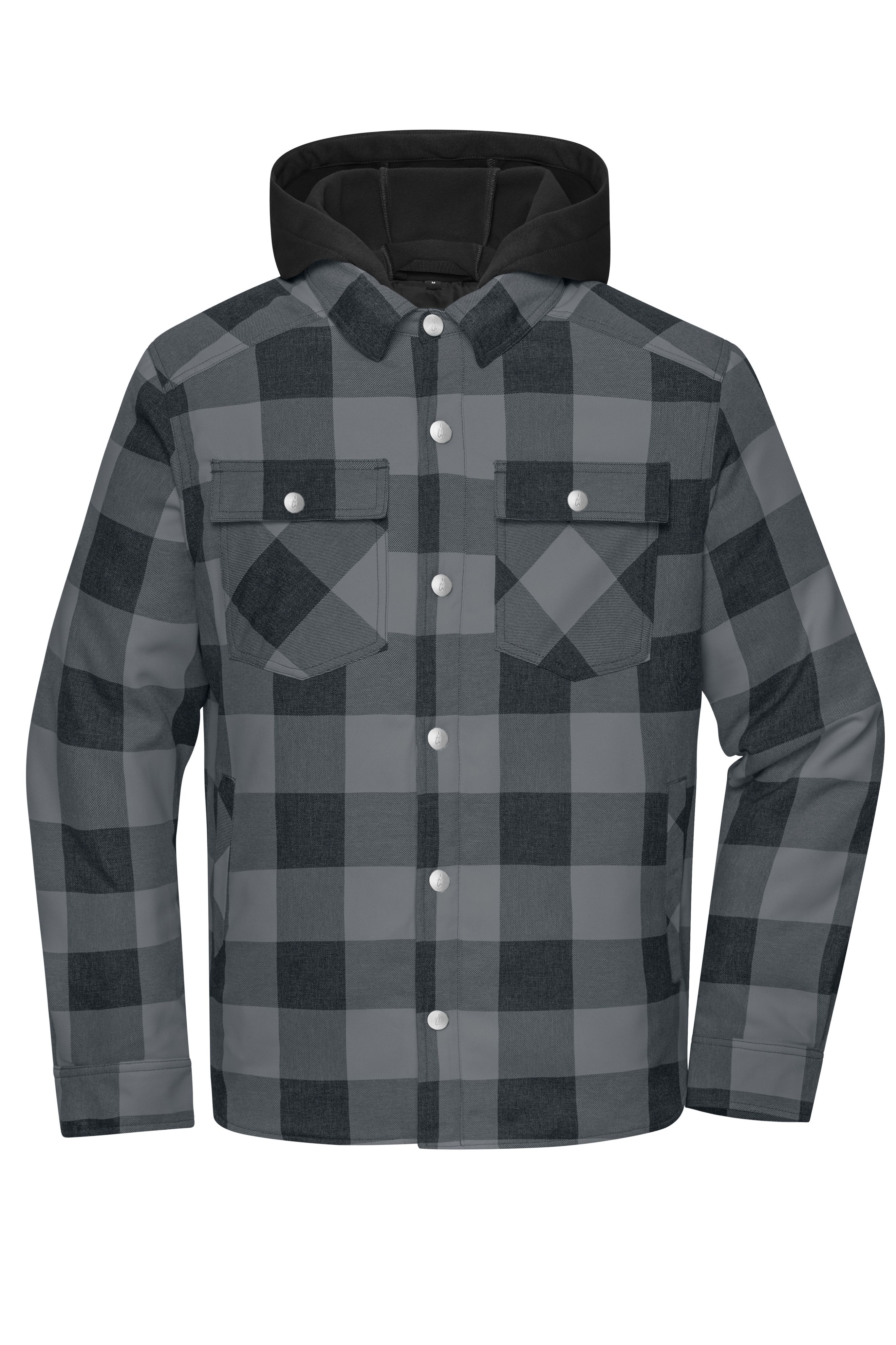 Unisex Workwear Check Shirt Jacket Black/metal-grey-Daiber