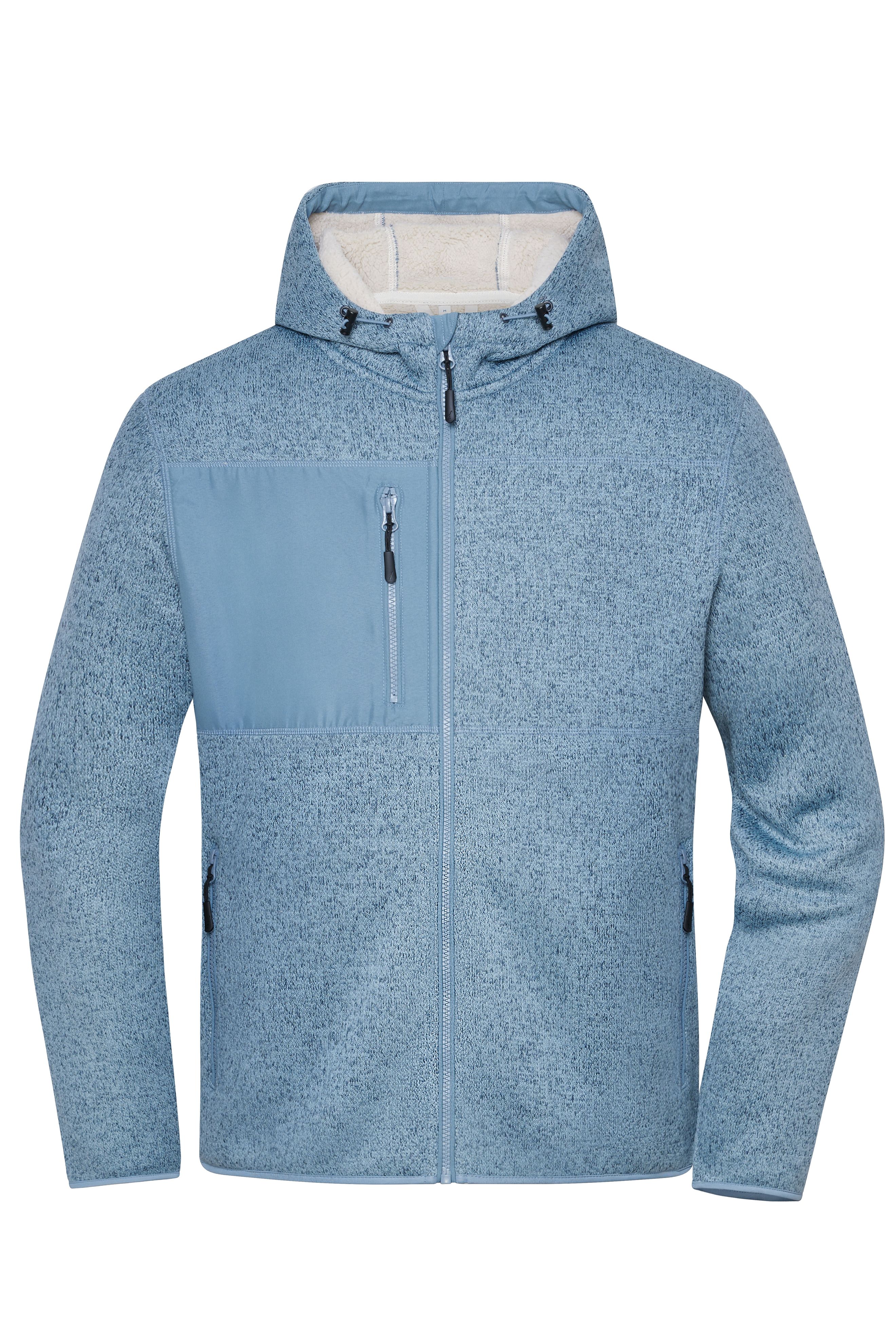 Unisex Workwear Knitted Fleece Jacket Steel-blue-melange/nature-Daiber
