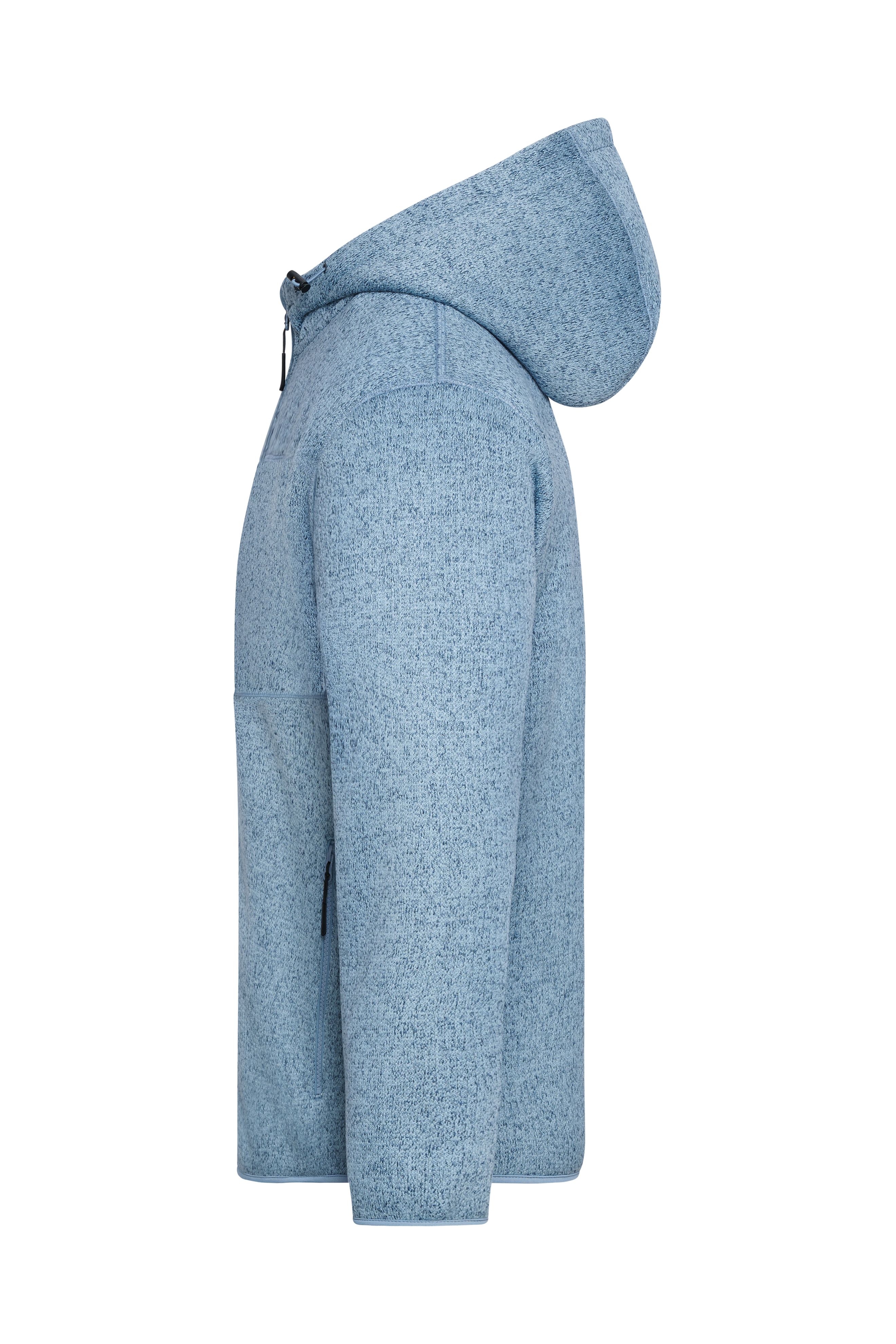 Unisex Workwear Knitted Fleece Jacket Steel-blue-melange/nature-Daiber