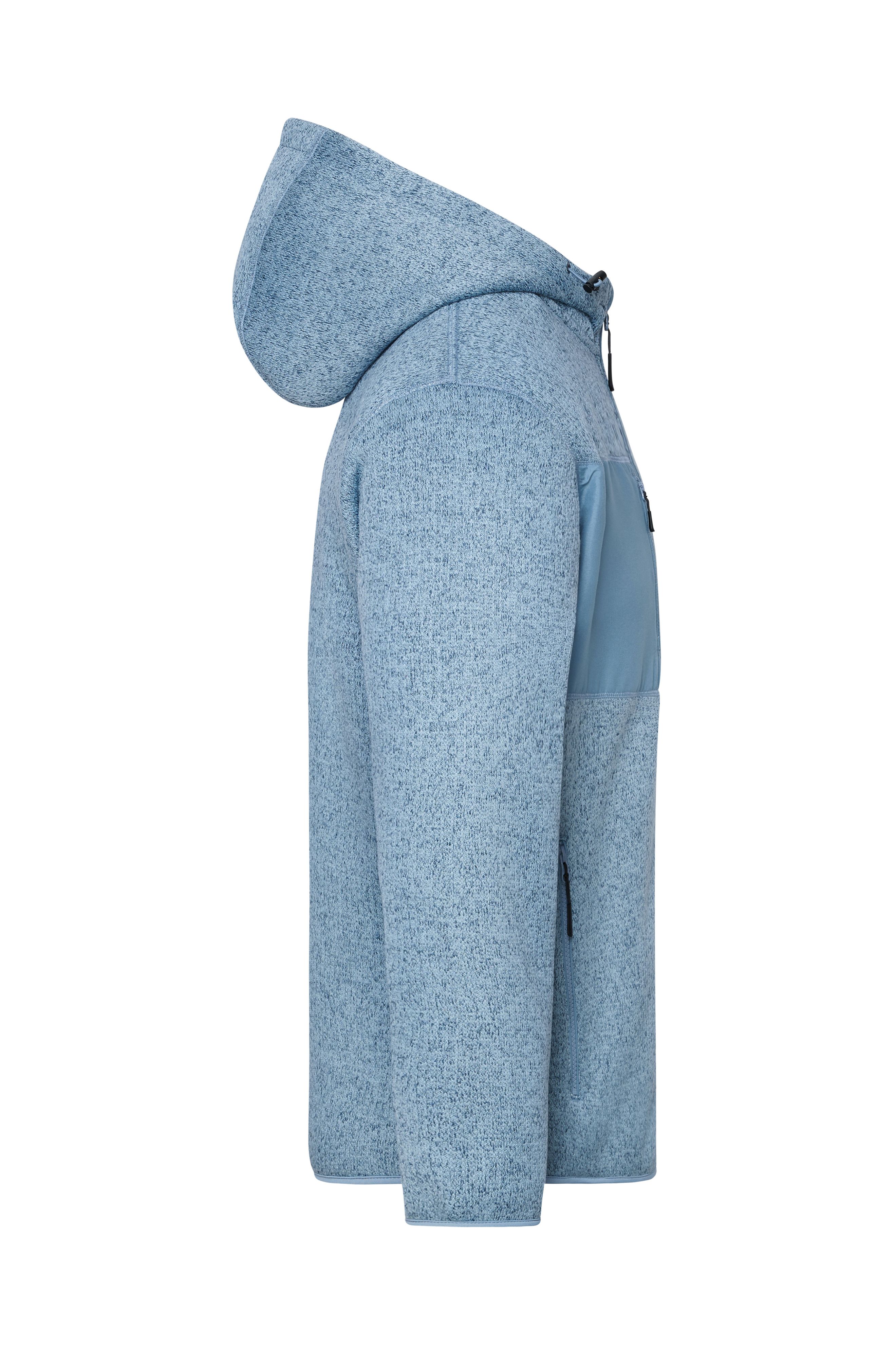 Unisex Workwear Knitted Fleece Jacket Steel-blue-melange/nature-Daiber