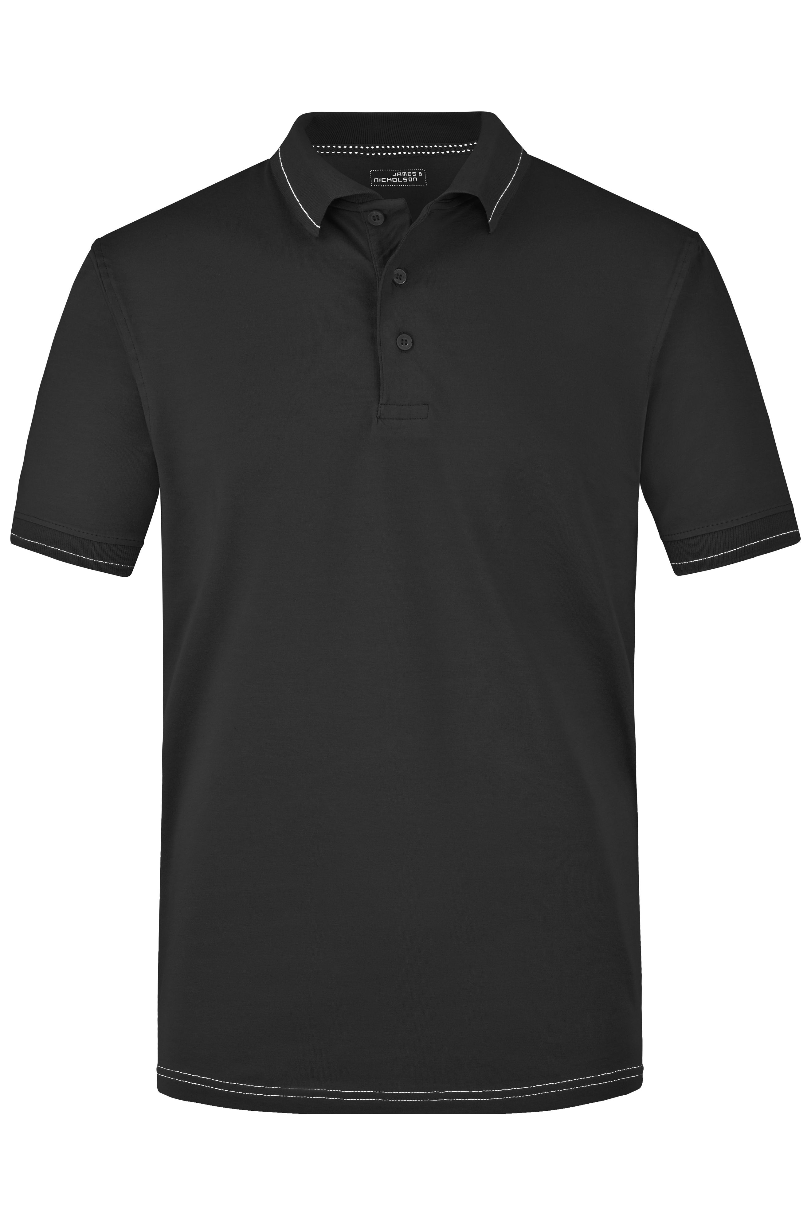 Herren Men's Elastic Polo Black/white-Daiber