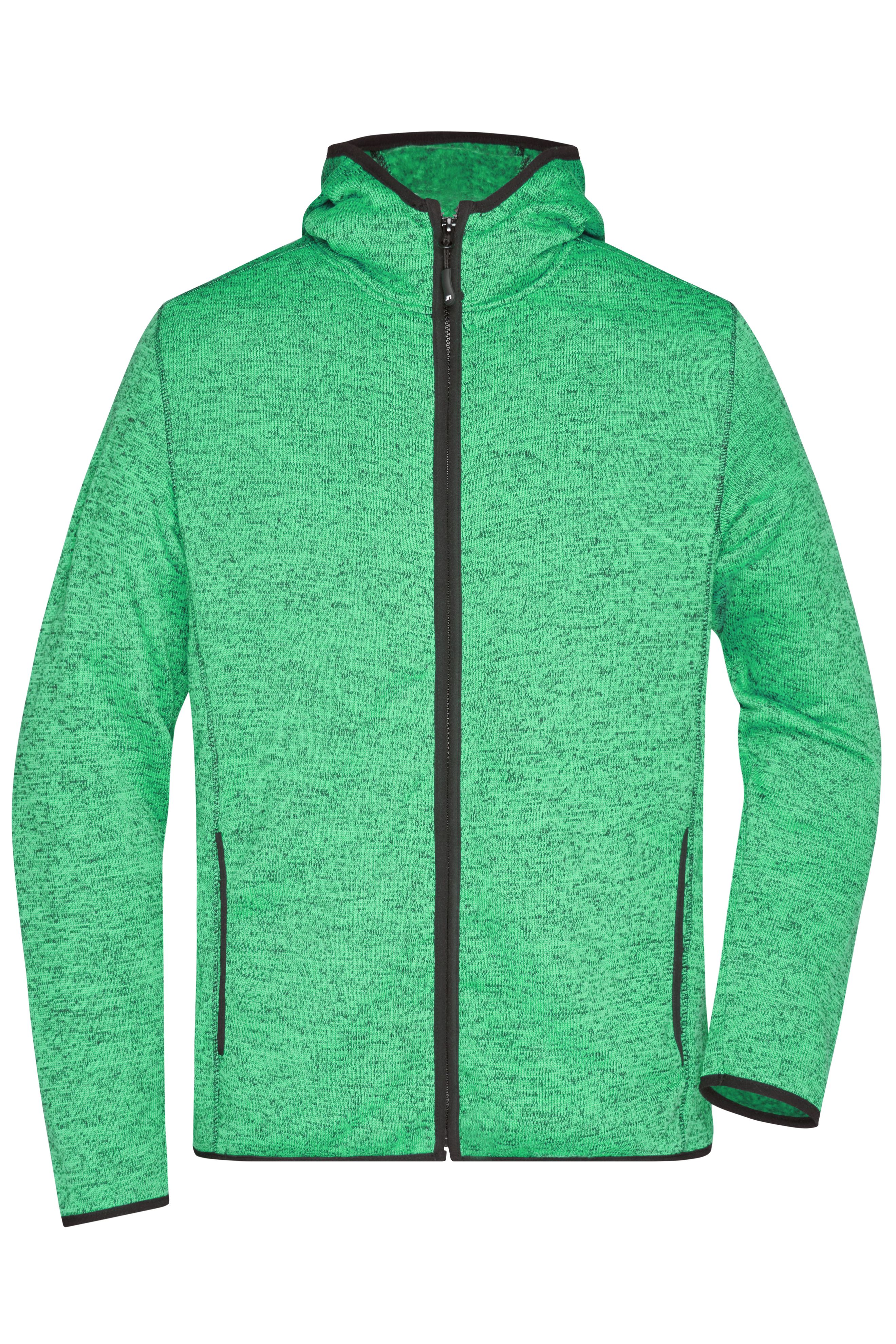 Men Men's Knitted Fleece Hoody Green-melange/black-Daiber