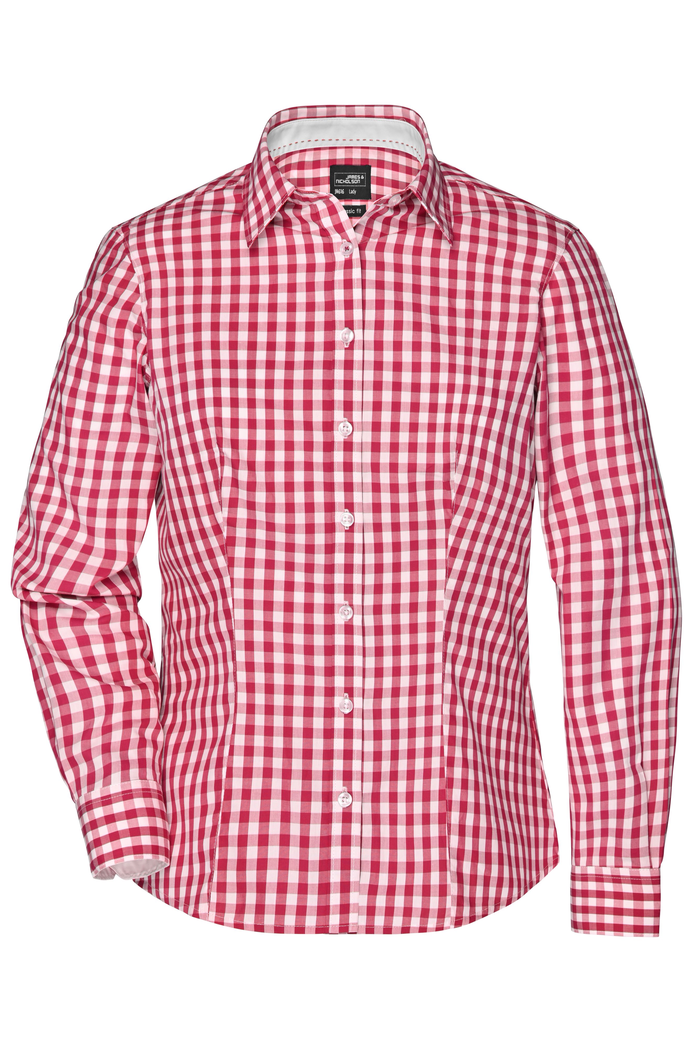 Damen Ladies' Checked Blouse Red/white-Daiber
