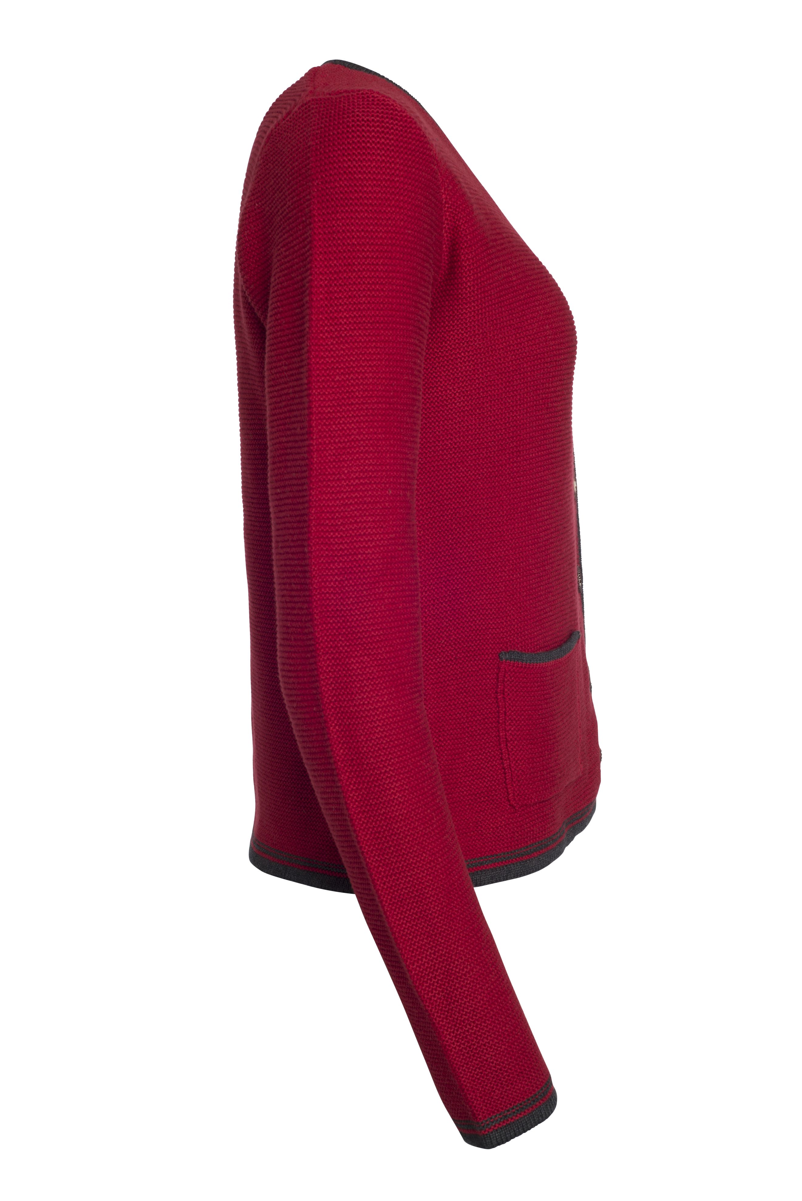 Ladies Ladies' Traditional Knitted Jacket Anthracite-melange/red/red-Daiber