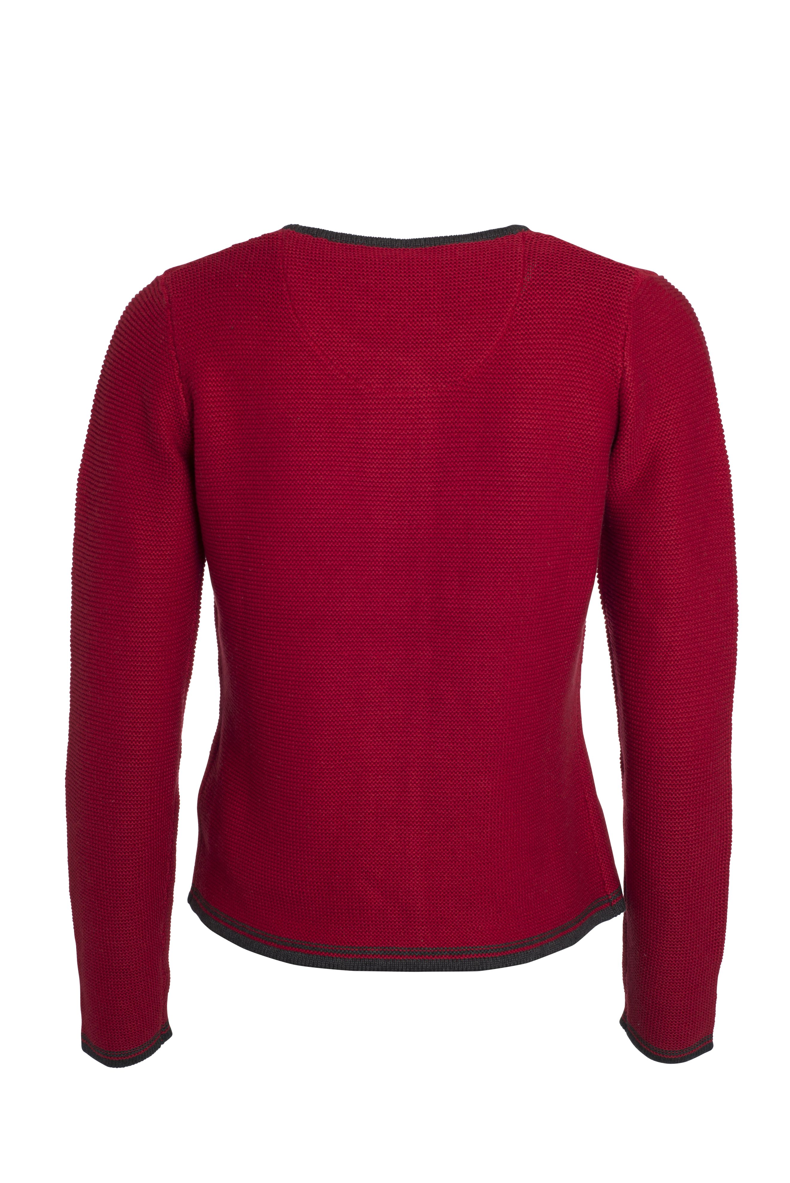 Ladies Ladies' Traditional Knitted Jacket Anthracite-melange/red/red-Daiber