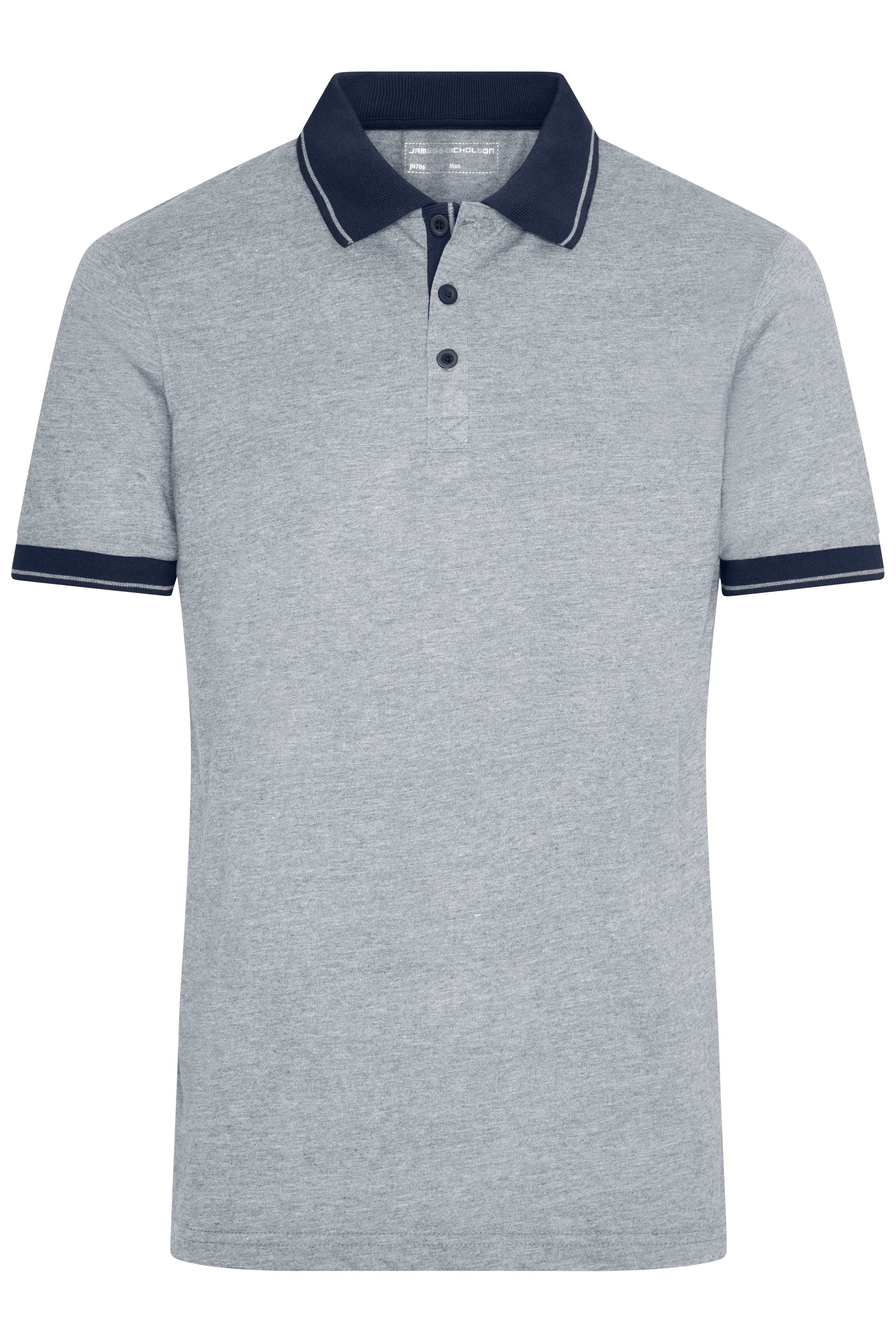 Herren Men's Heather Polo Grey-heather/navy-Daiber