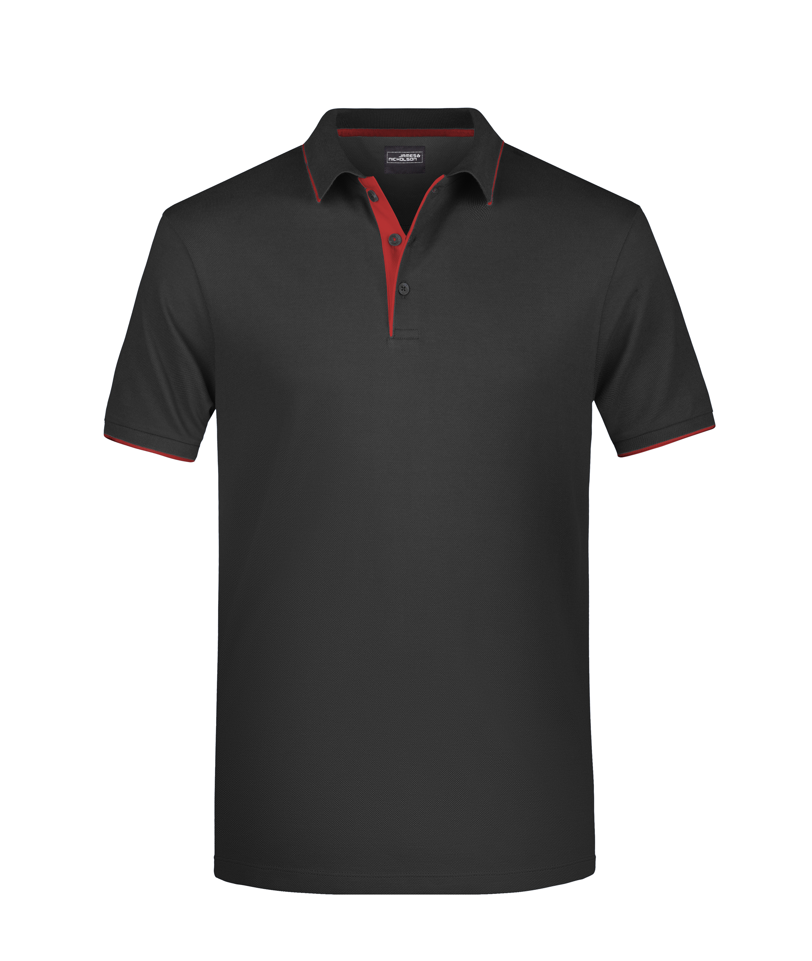 Herren Men's Polo Stripe Black/red-Daiber