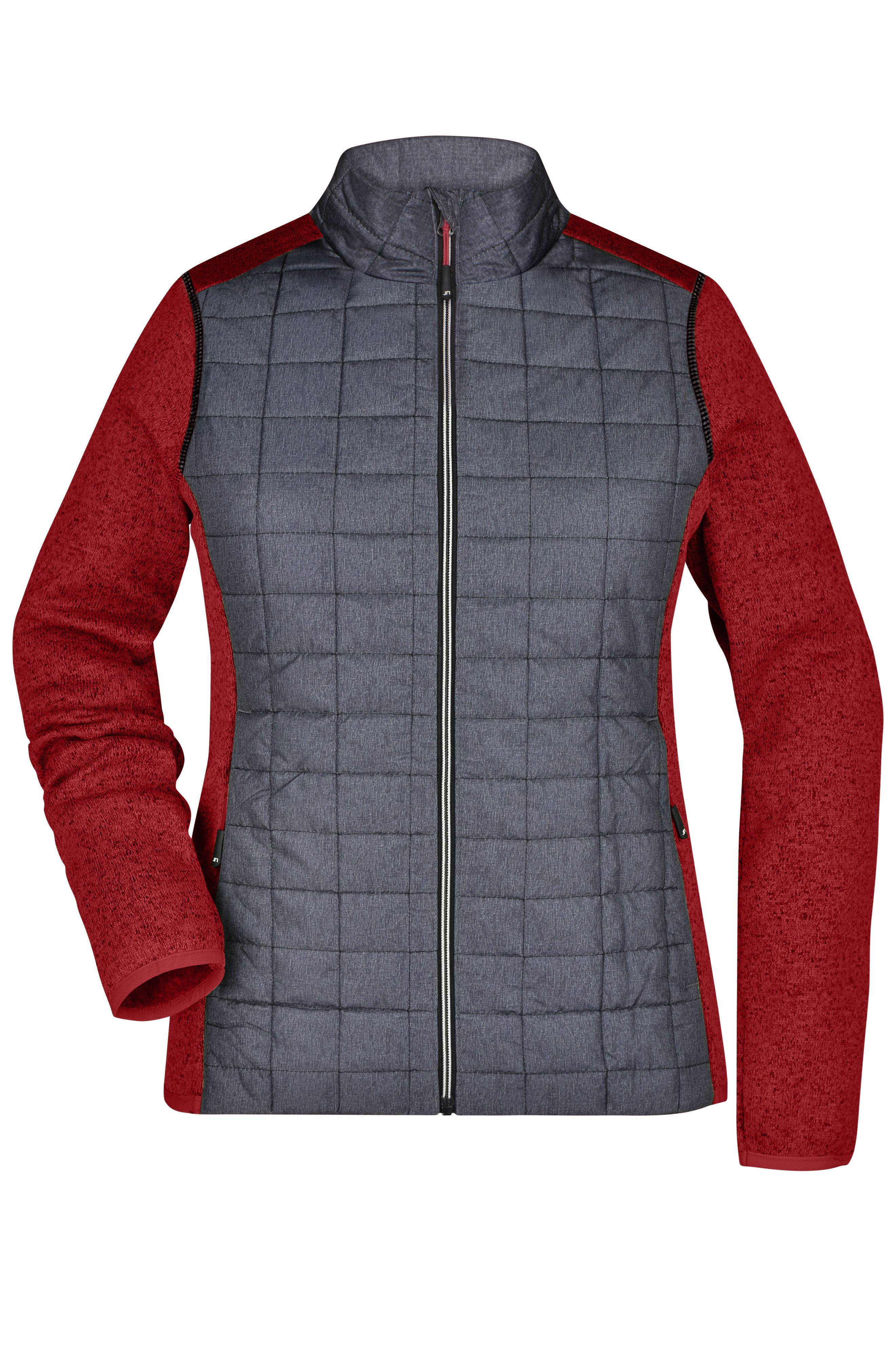 Ladies Ladies' Knitted Hybrid Jacket Red-melange/anthracite-melange-Daiber