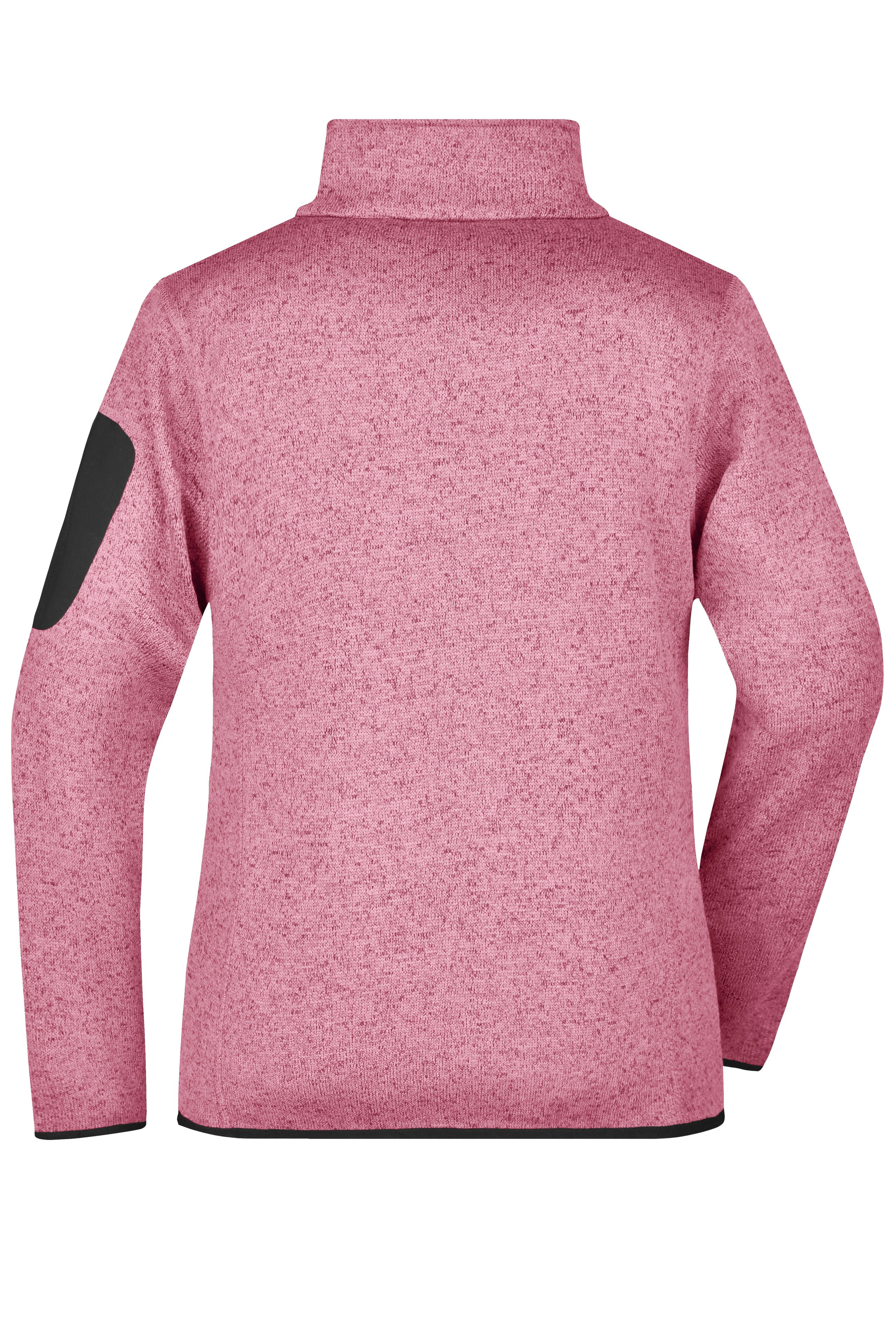 Ladies Ladies' Knitted Fleece Jacket Pink-melange/off-white-Daiber