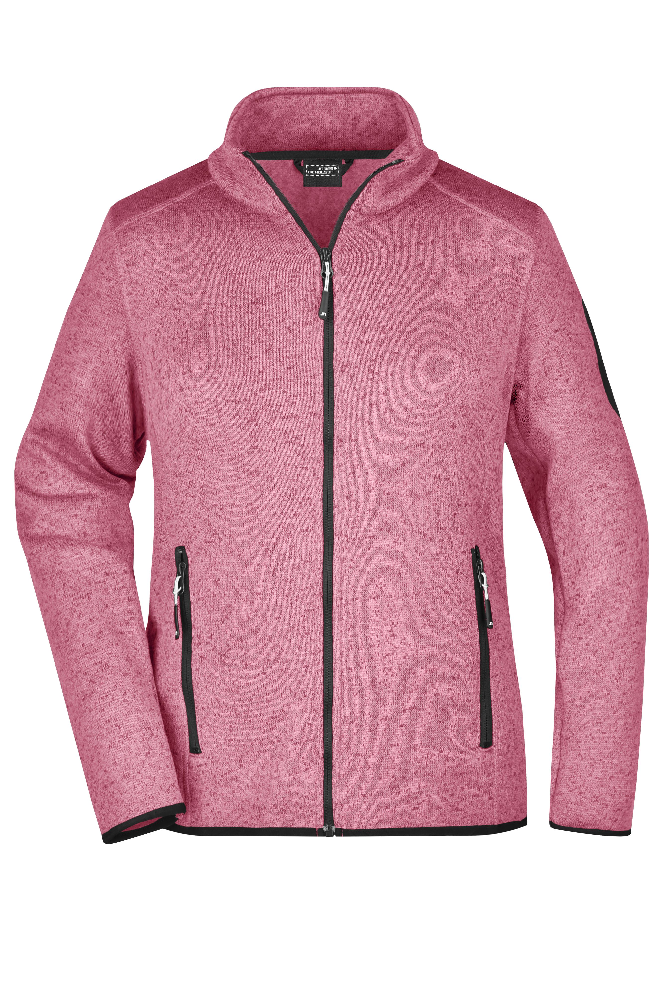 Ladies Ladies' Knitted Fleece Jacket Pink-melange/off-white-Daiber