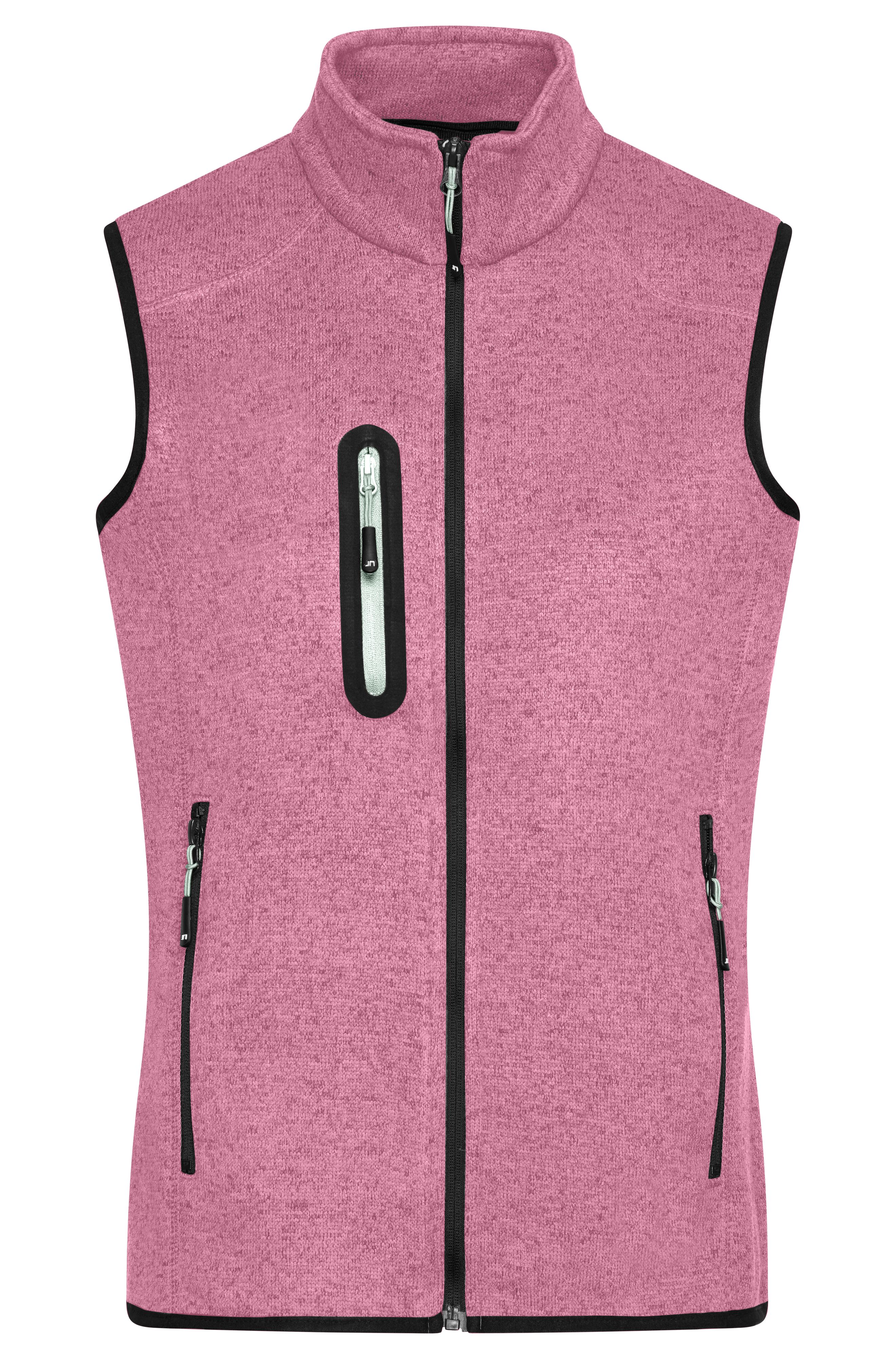 Ladies Ladies' Knitted Fleece Vest Pink-melange/off-white-Daiber