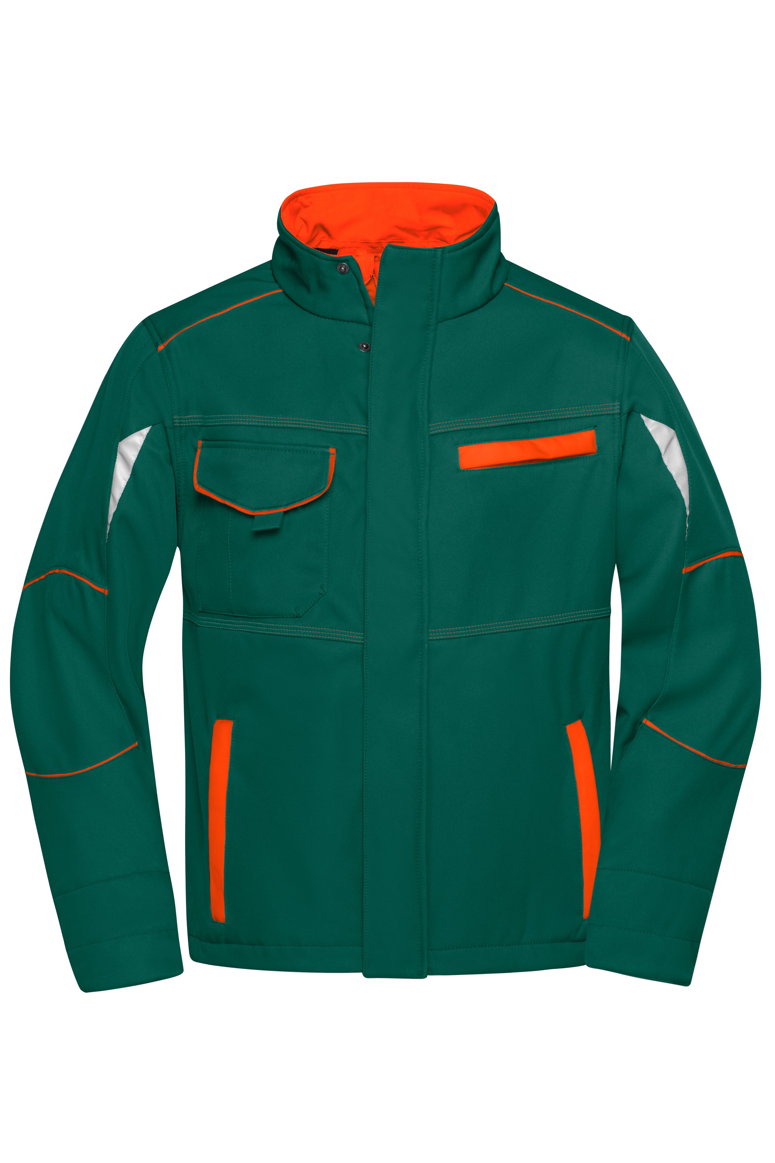 Unisex Workwear Softshell Jacket Color Dark Green Orange Daiber