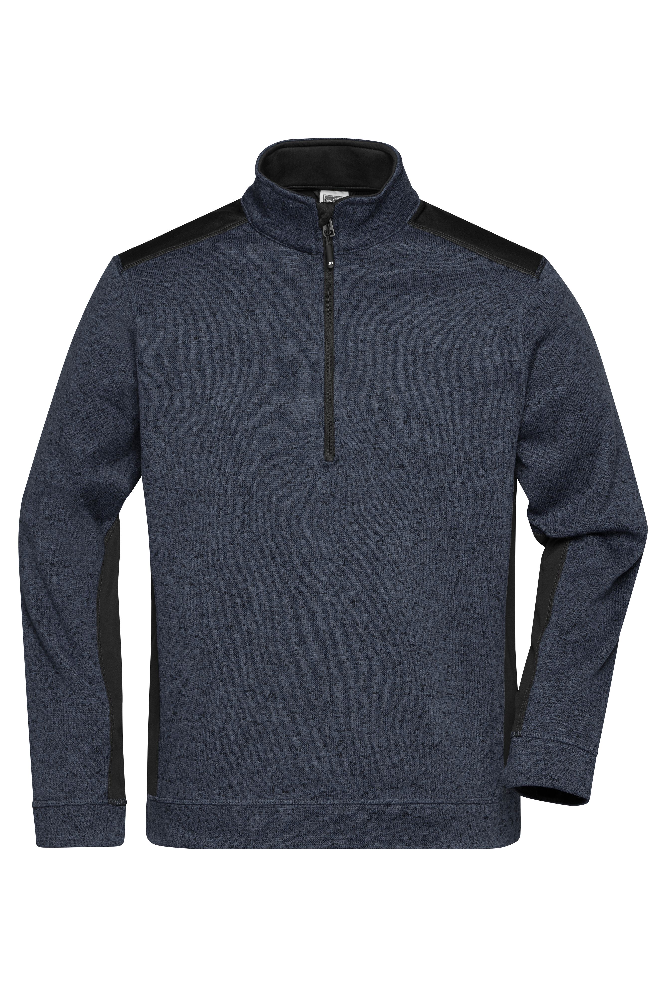 Unisex Men's Knitted Workwear Fleece Half-Zip - STRONG - Carbon-melange ...