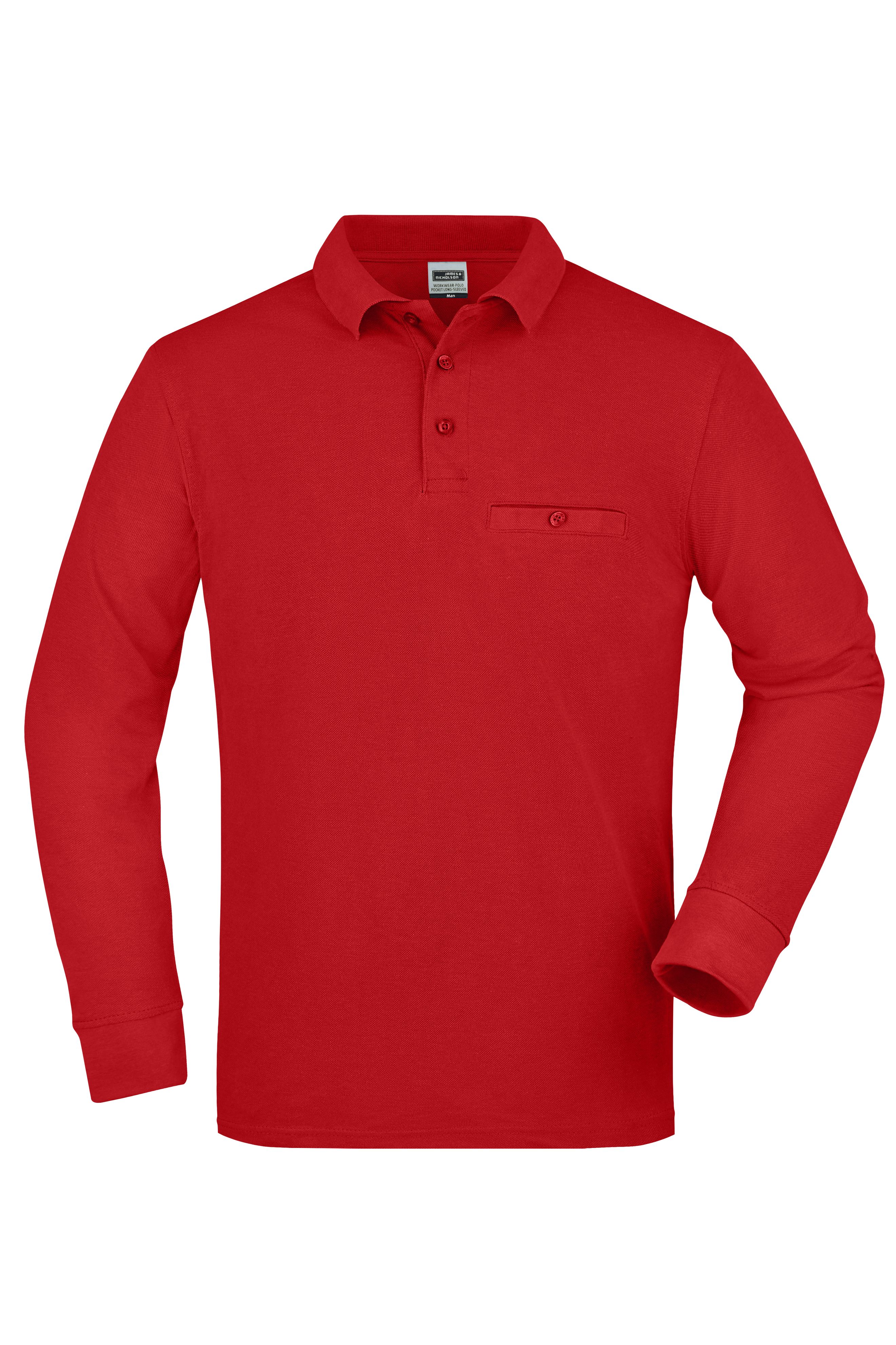 Herren Men's Workwear Polo Pocket Longsleeve Red-Daiber