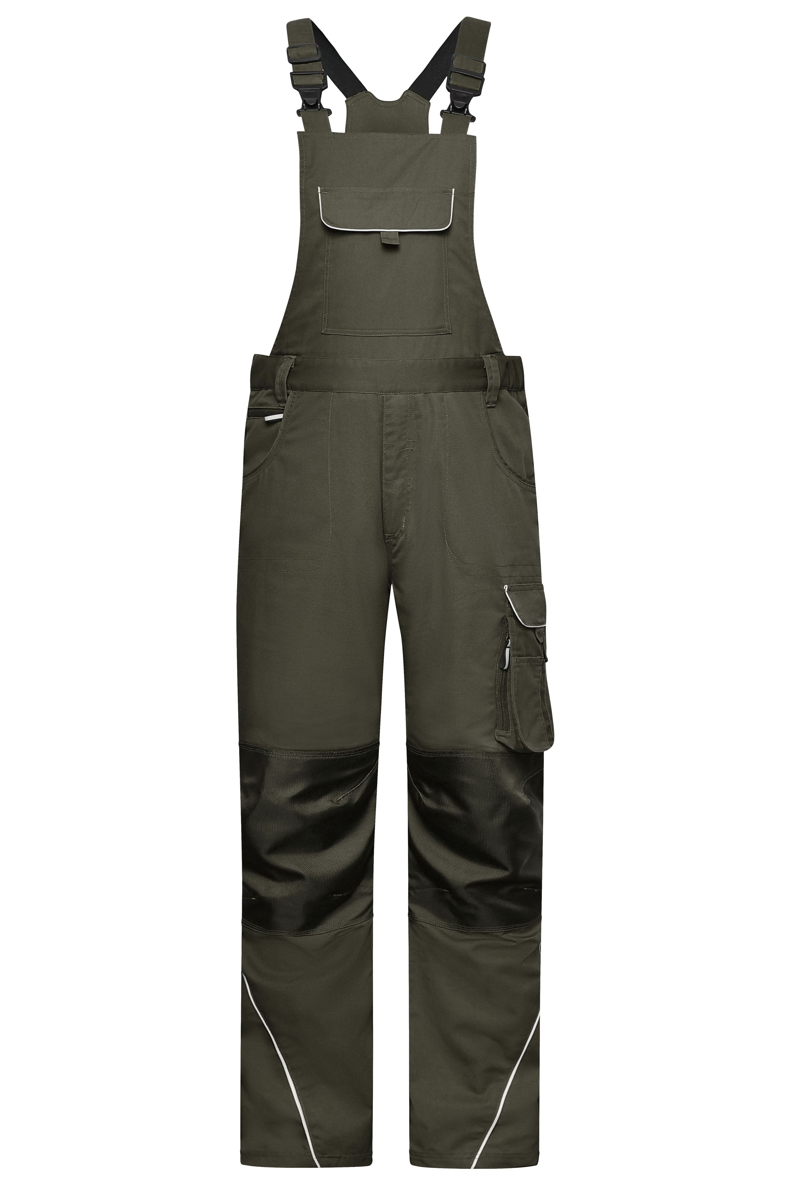 Unisex Workwear Pants with Bib - SOLID - Olive-Daiber
