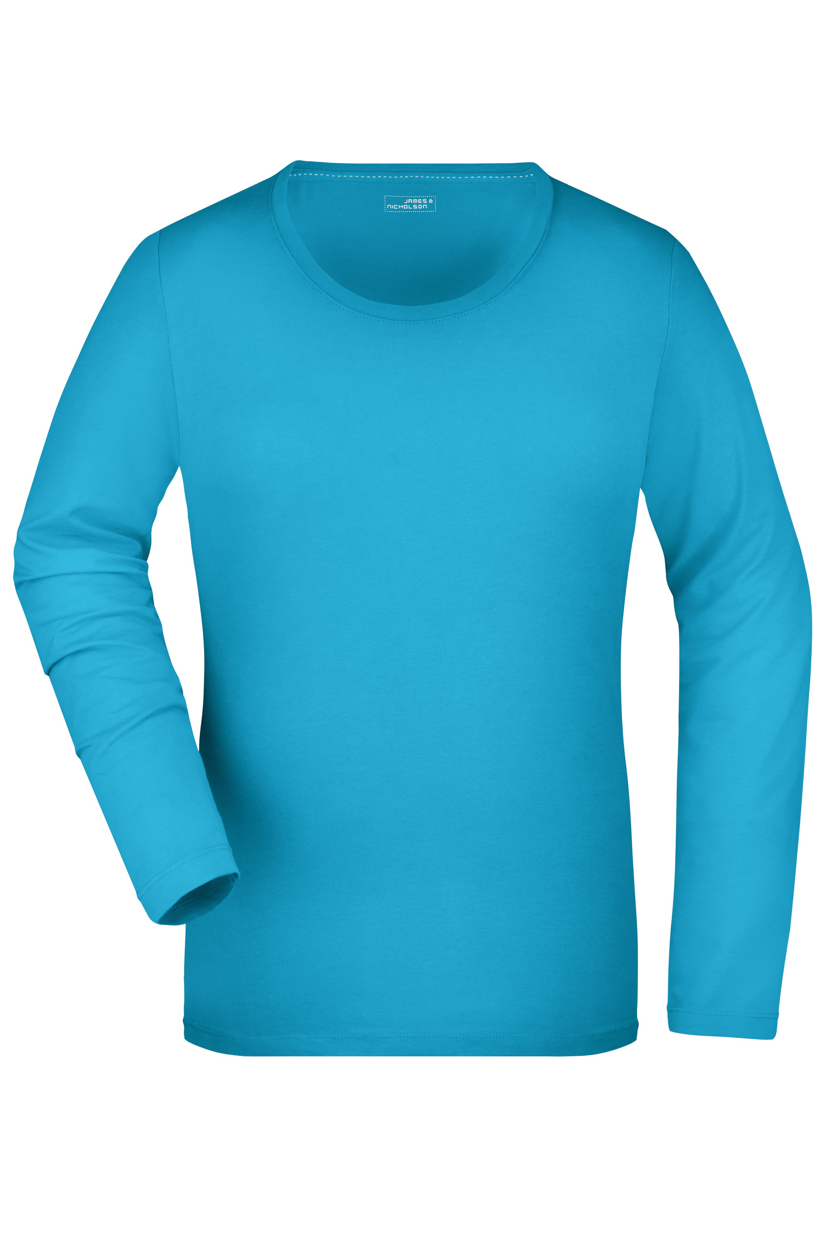 Ladies Ladies' Stretch Shirt Long-Sleeved Turquoise-Daiber