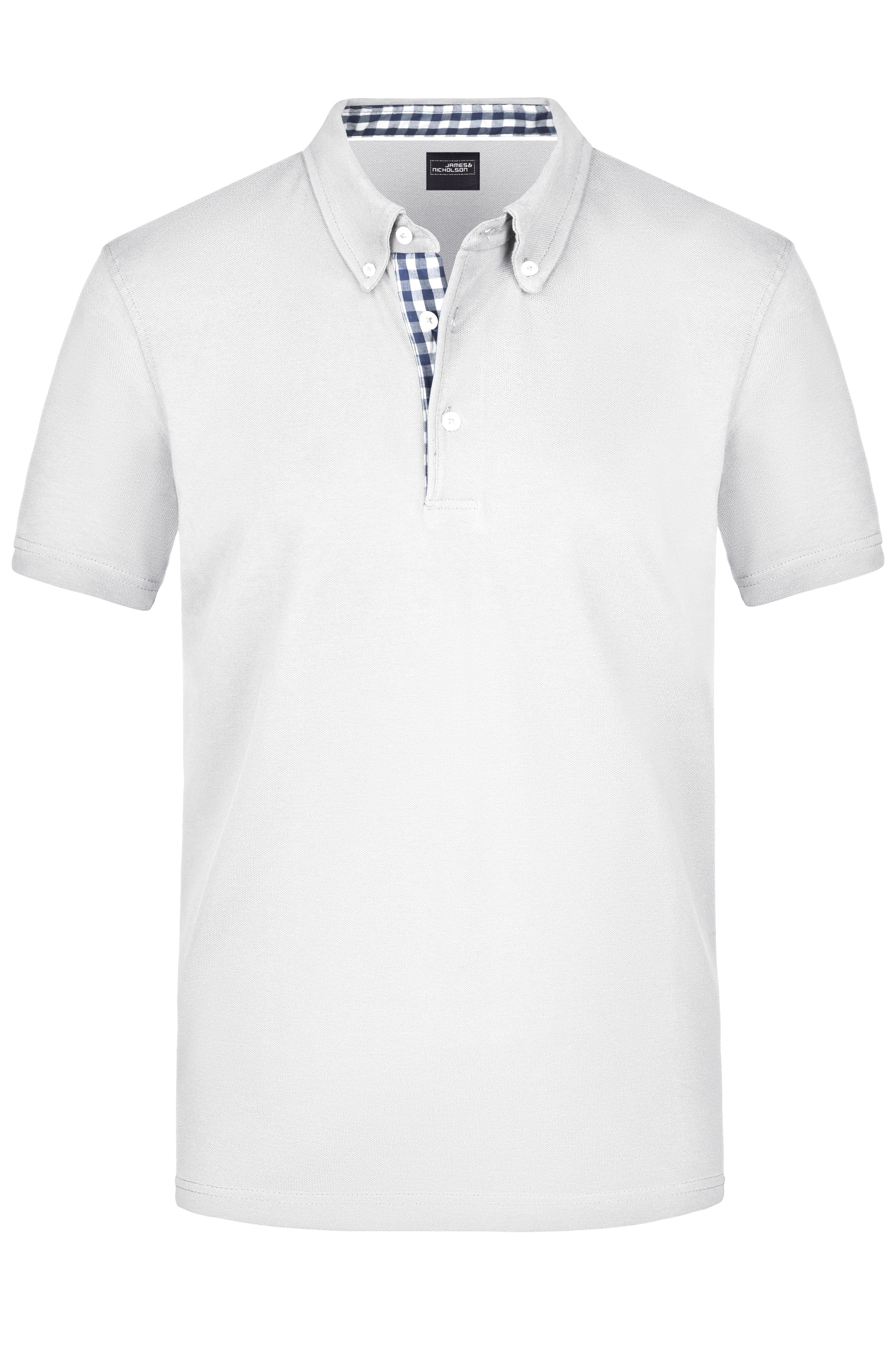 Herren Men's Plain Polo White/navy/white-Daiber