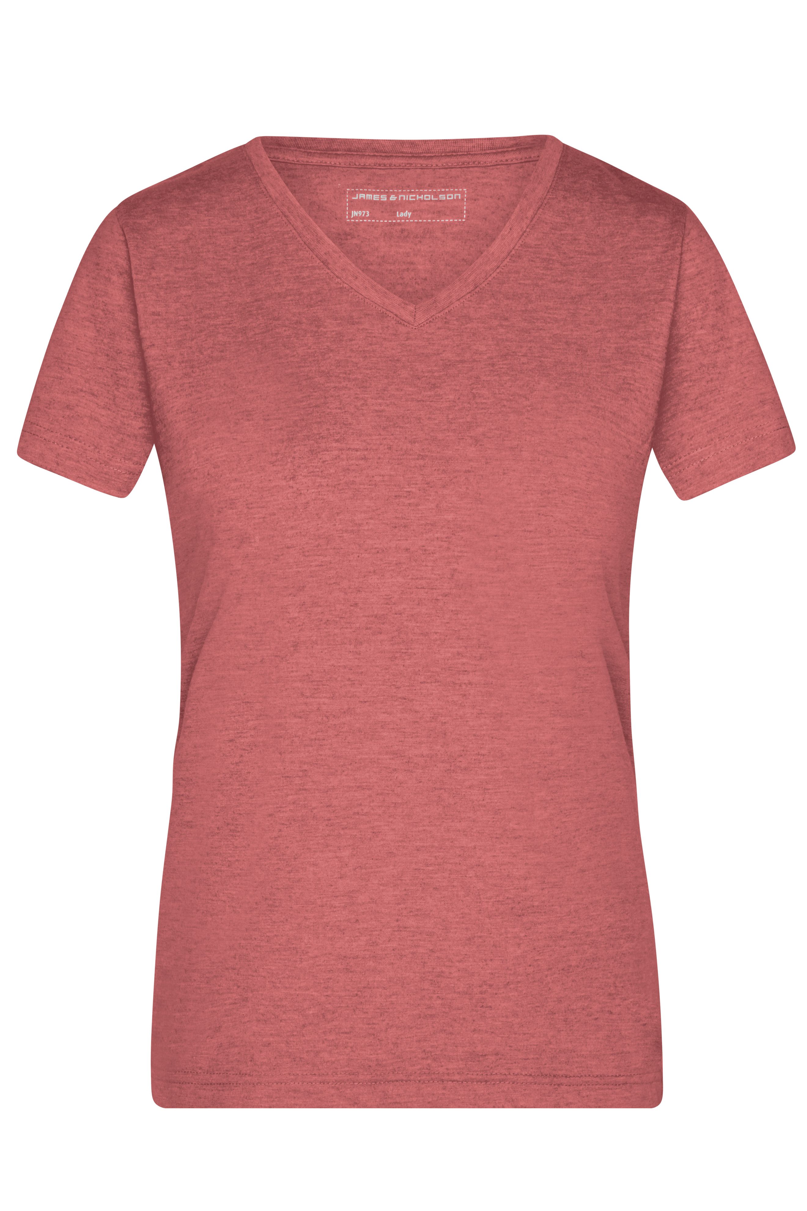 Ladies Ladies' Heather T-Shirt Red-melange-Daiber