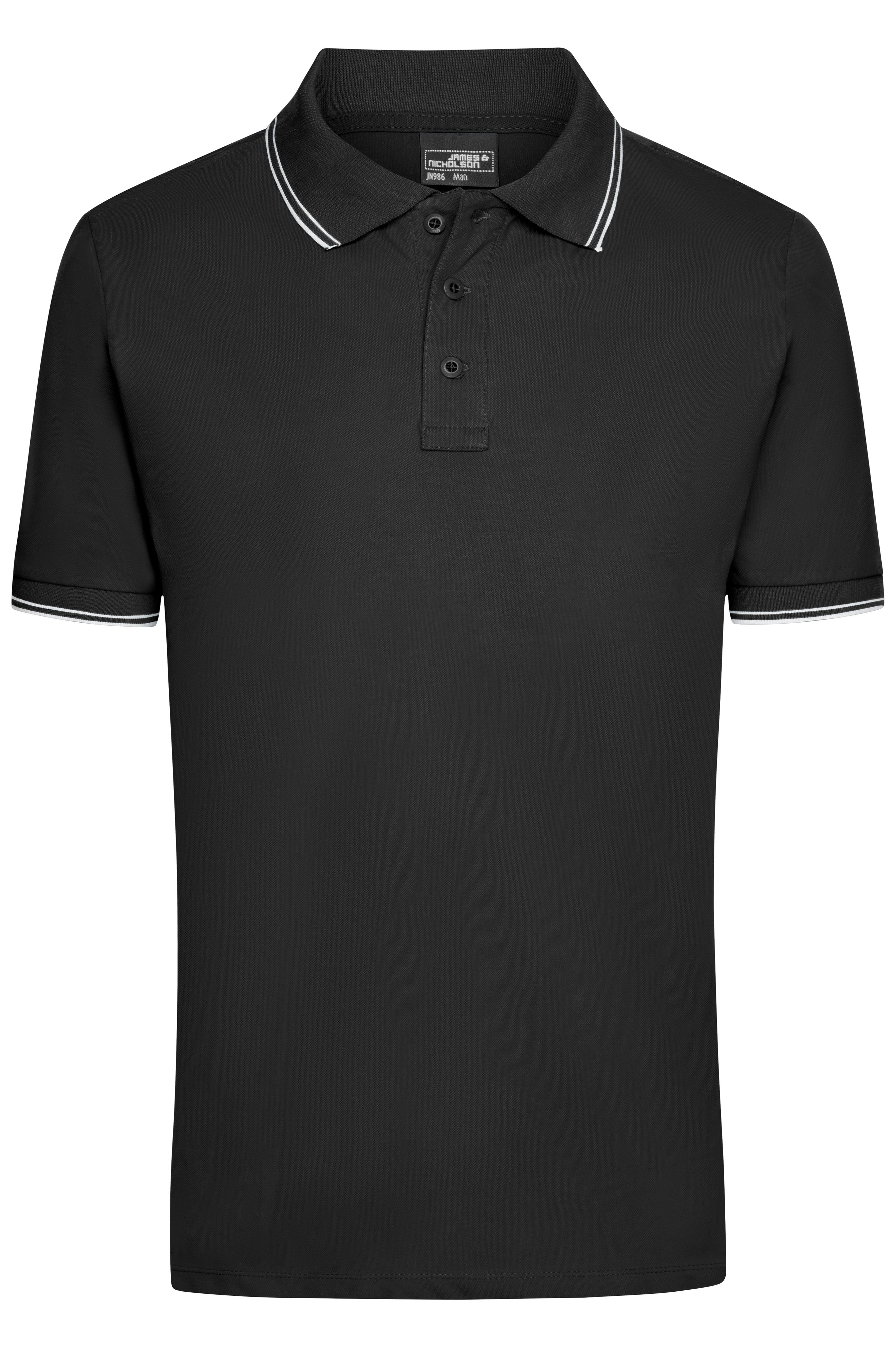 Herren Men's Polo Black/white-Daiber
