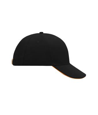 Unisex 6 Panel Sandwich Cap Black/orange-Daiber