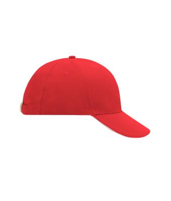 Unisex 6 Panel Sandwich Cap Red/white-Daiber