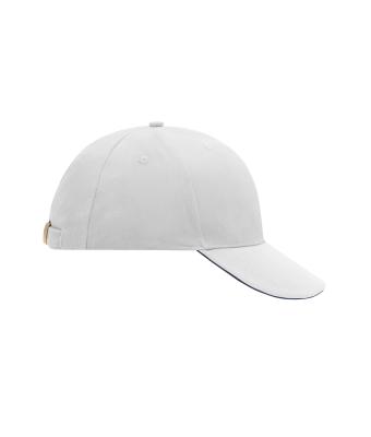 Unisex 6 Panel Sandwich Cap White/navy-Daiber