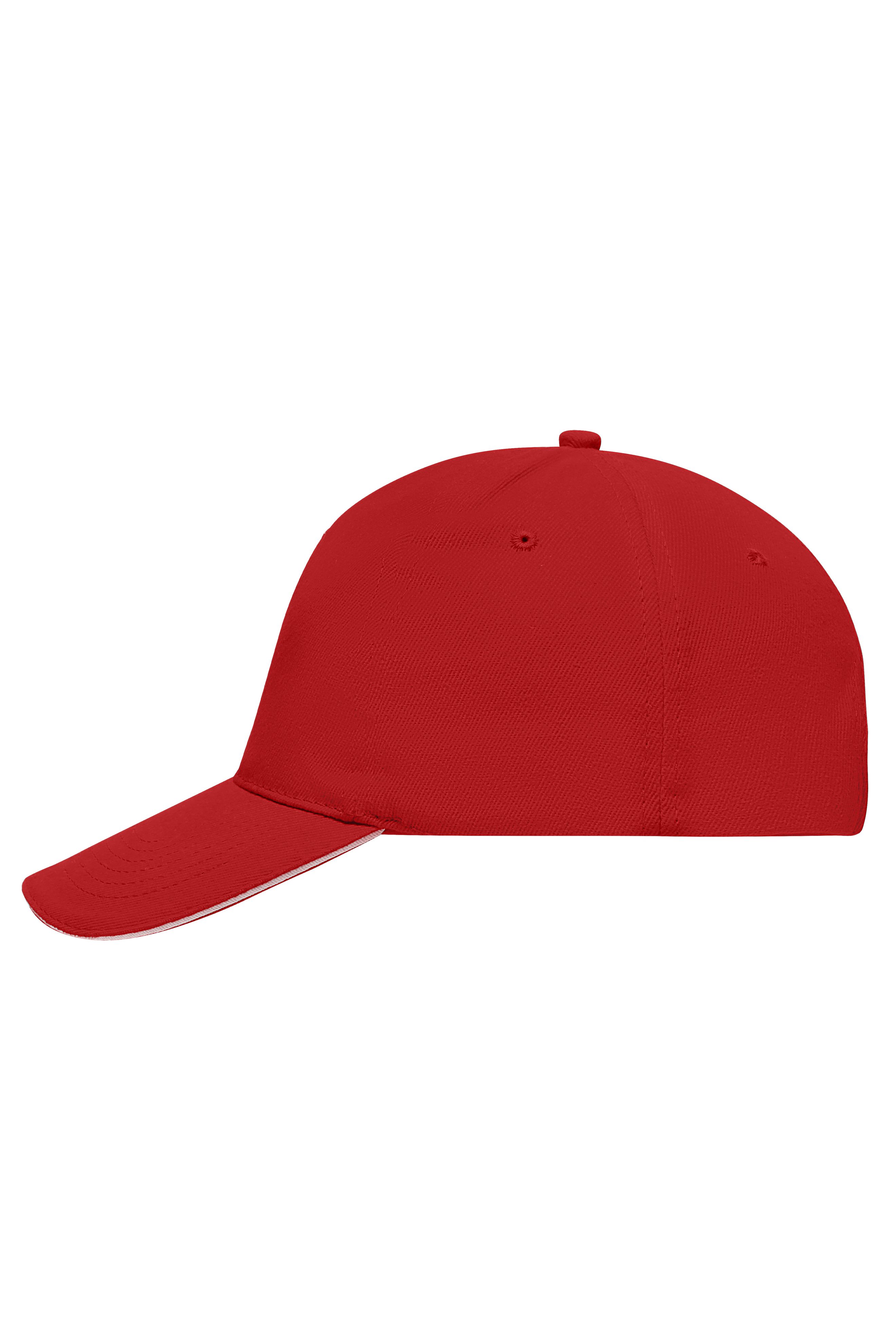 Unisex 5 Panel Sandwich Cap Red/white-Daiber