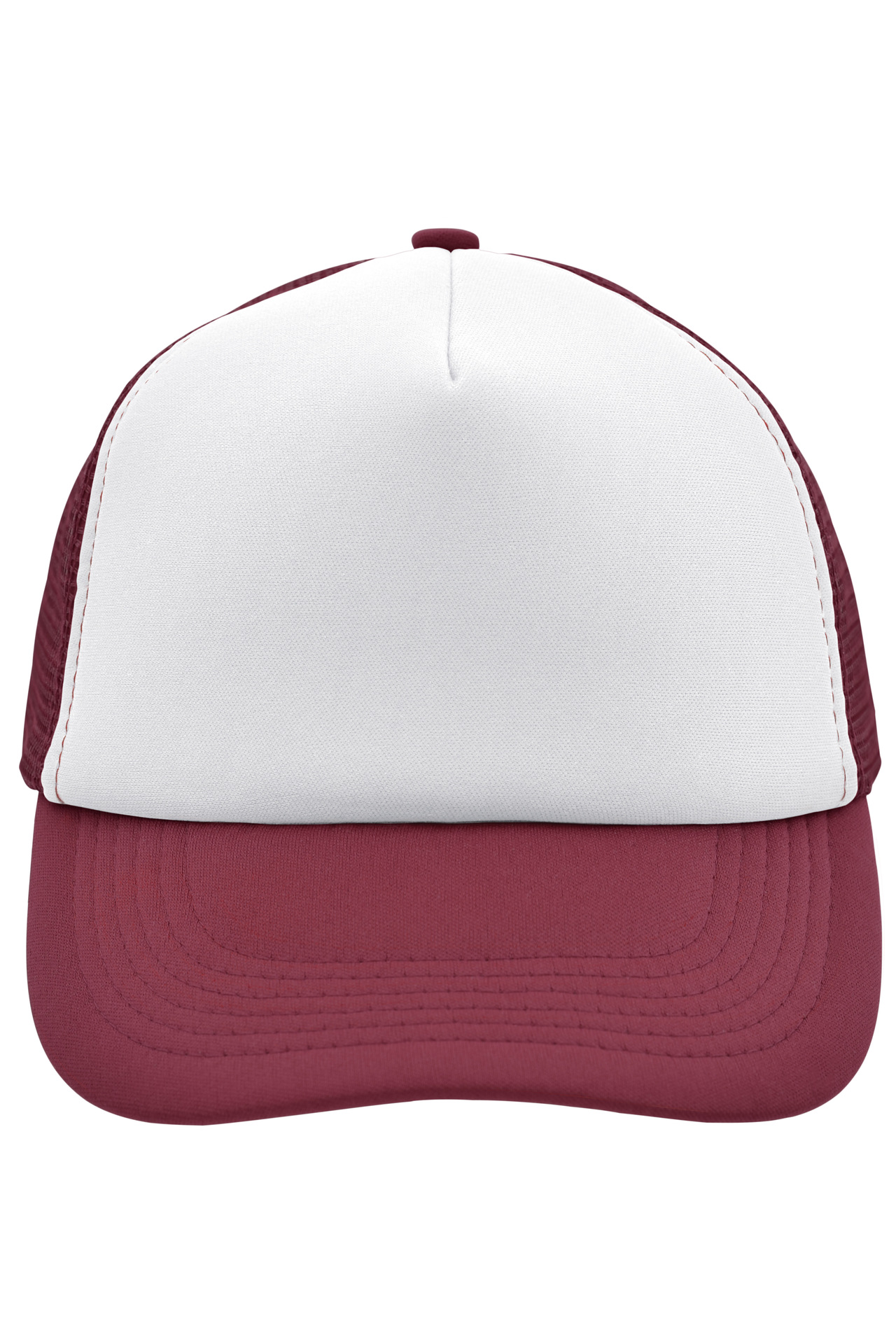 Unisex 5 Panel Polyester Mesh Cap White/burgundy-Daiber