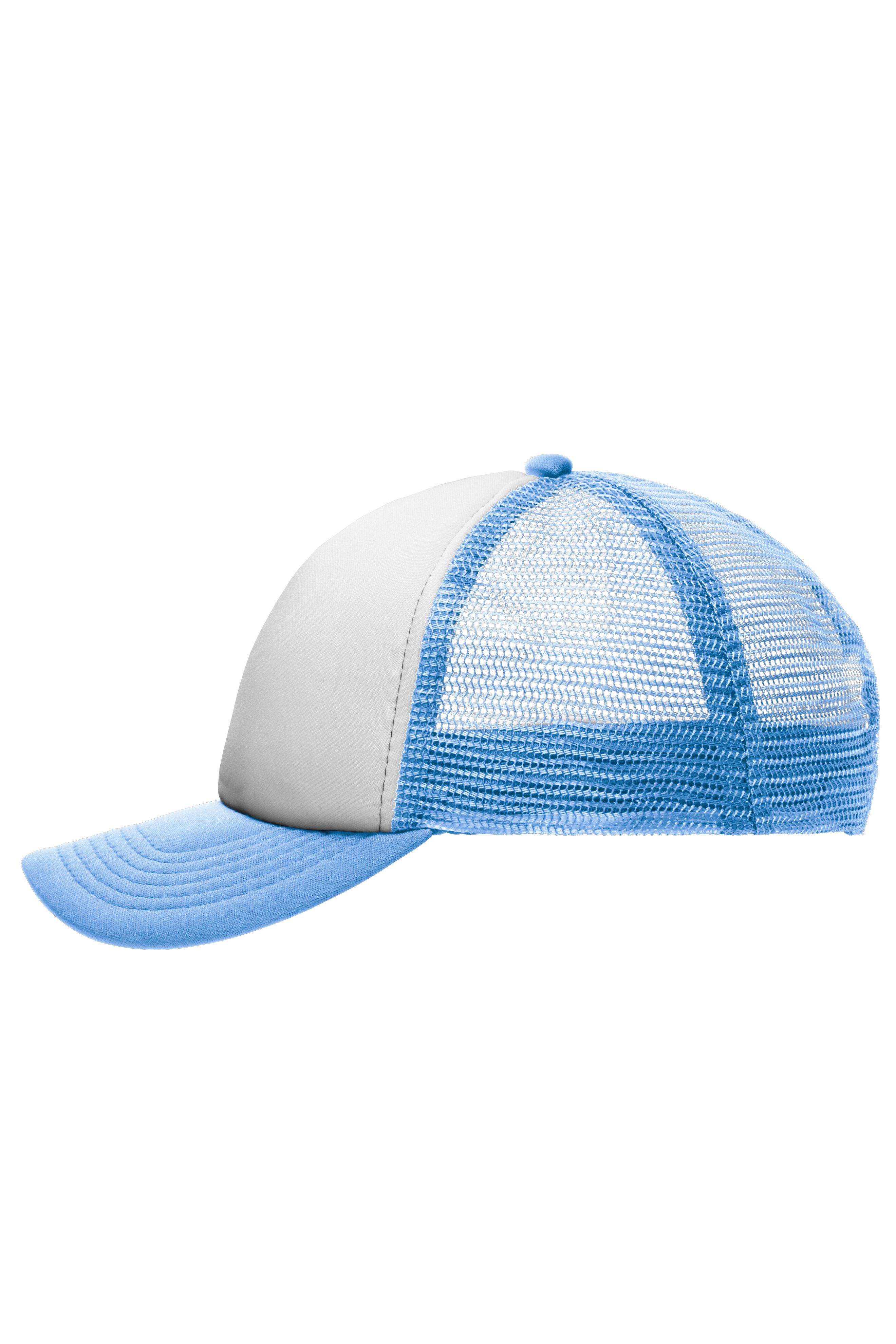 Kids 5 Panel Polyester Mesh Cap for Kids White/light-blue-Daiber