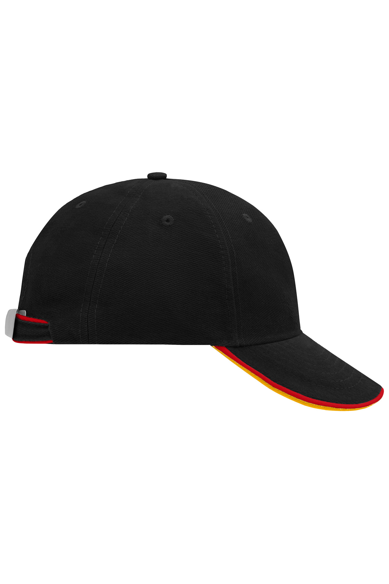 Unisex 6 Panel Double Sandwich Cap Black/red/gold-yellow-Daiber