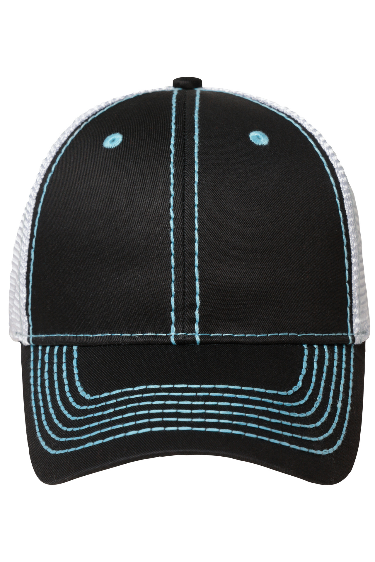 Unisex 6 Panel Mesh Cap Black/turquoise/white-Daiber