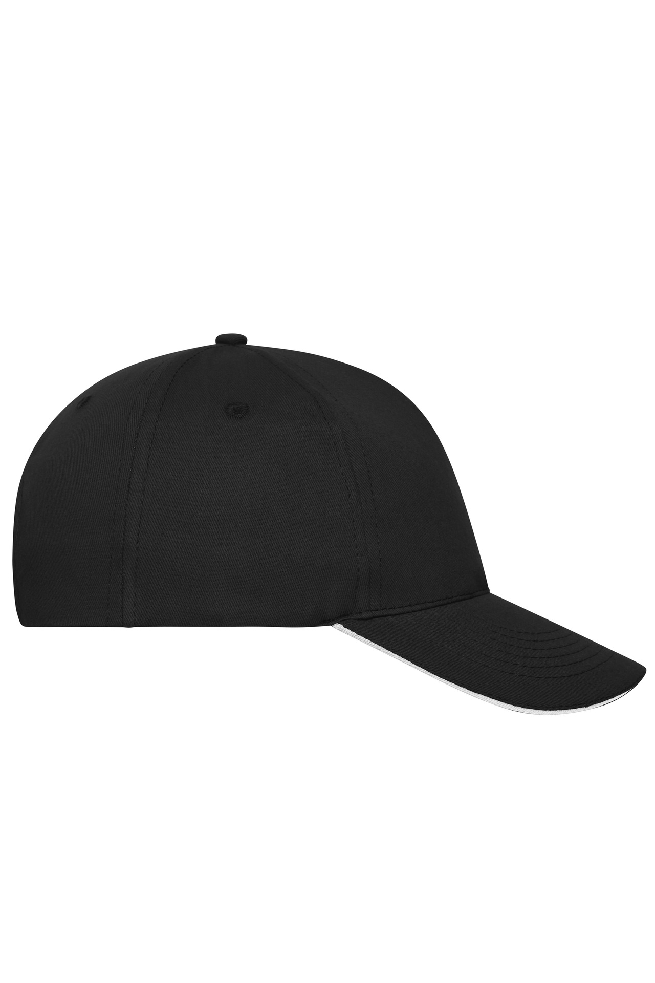 Unisex 5 Panel Sandwich Cap Organic Cotton Black/white-Daiber