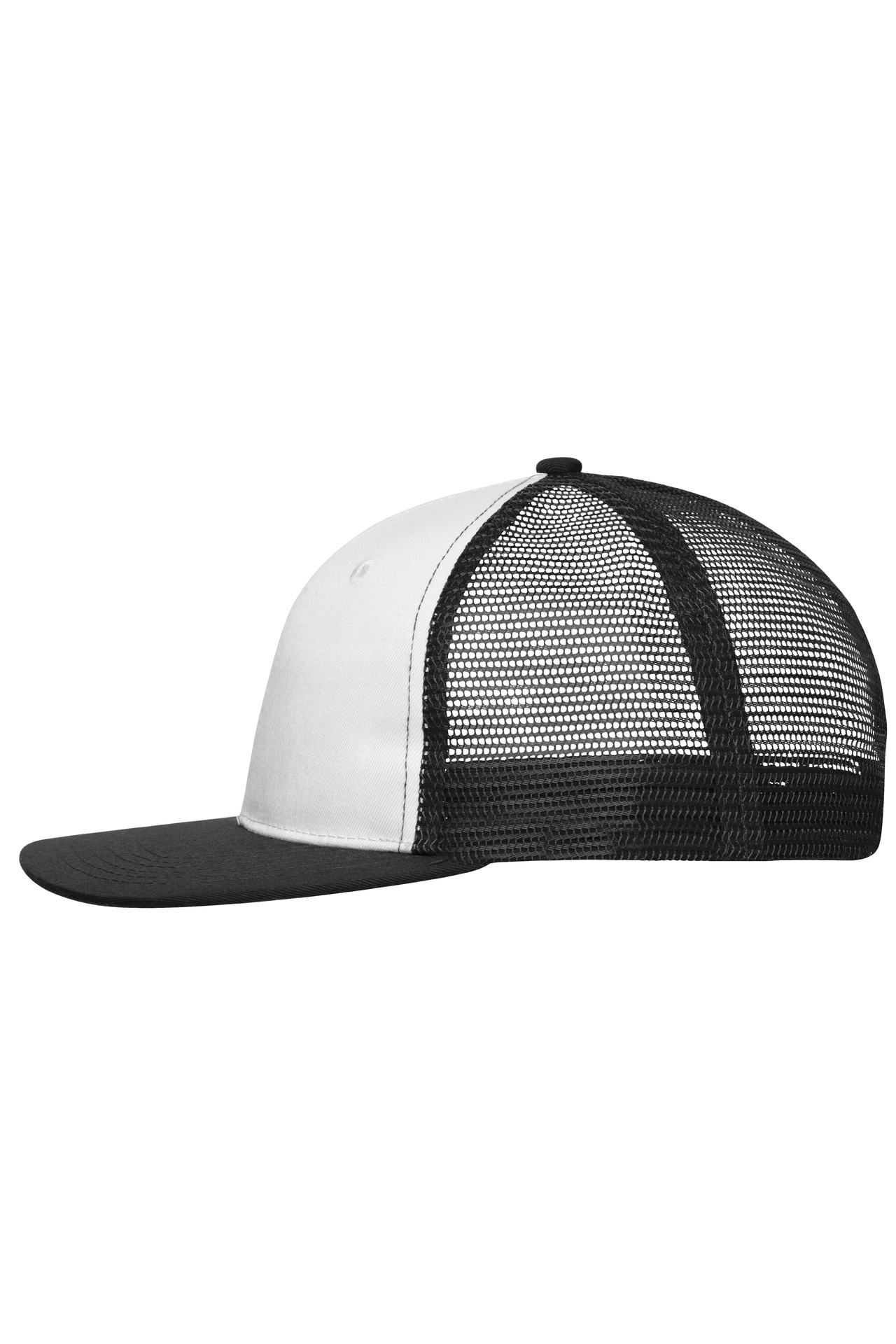 Unisex 6 Panel Flat Peak Cap White/black-Daiber