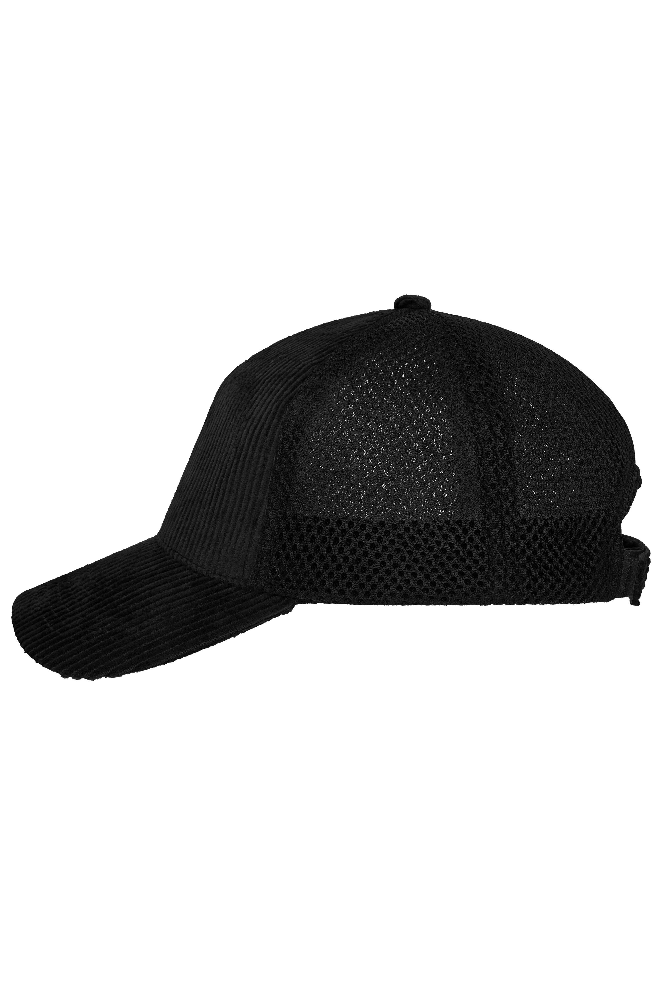 Unisex 6 Panel Cord Mesh Cap Black/black-Daiber