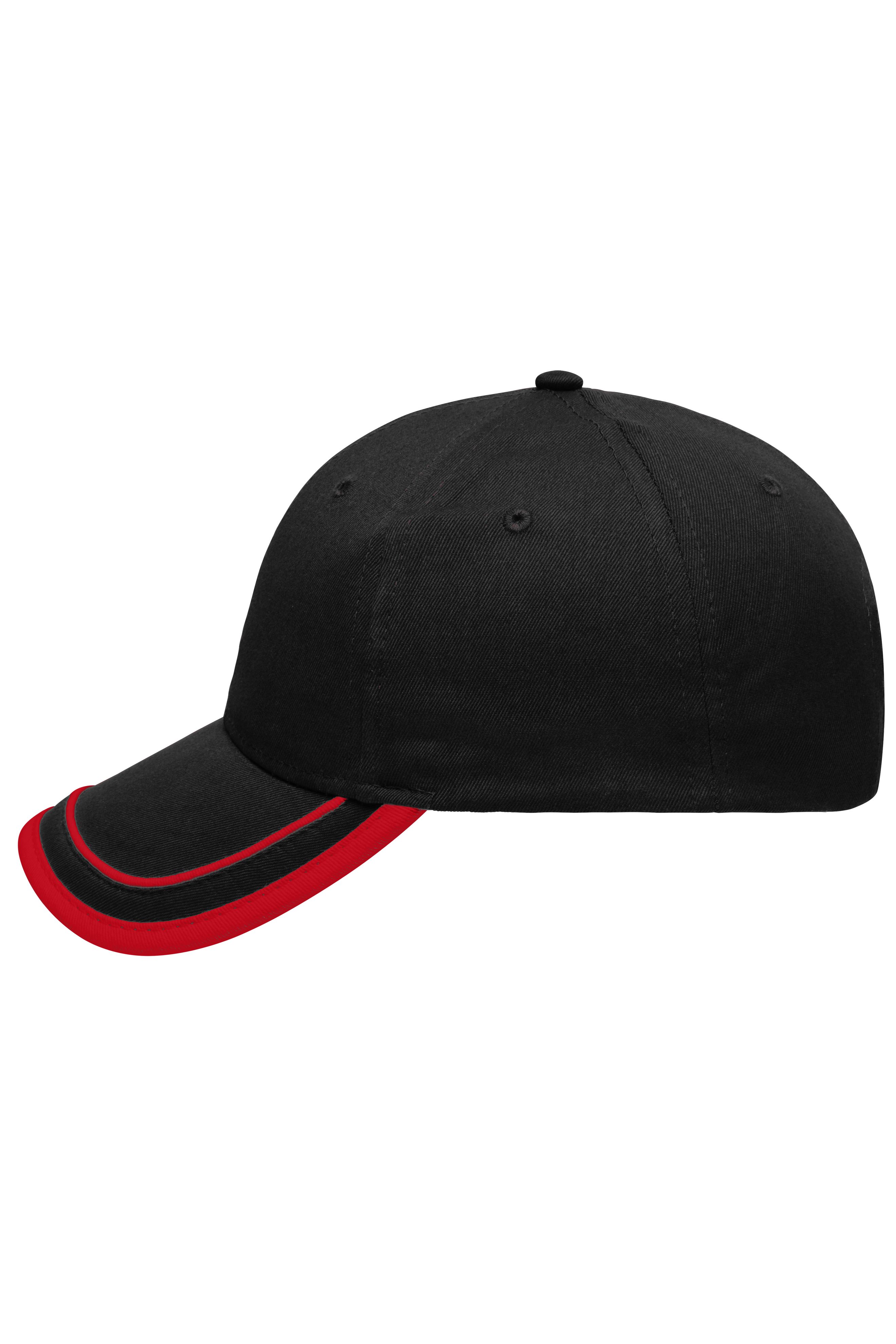 Unisex 6 Panel Piping Cap Black/red-Daiber