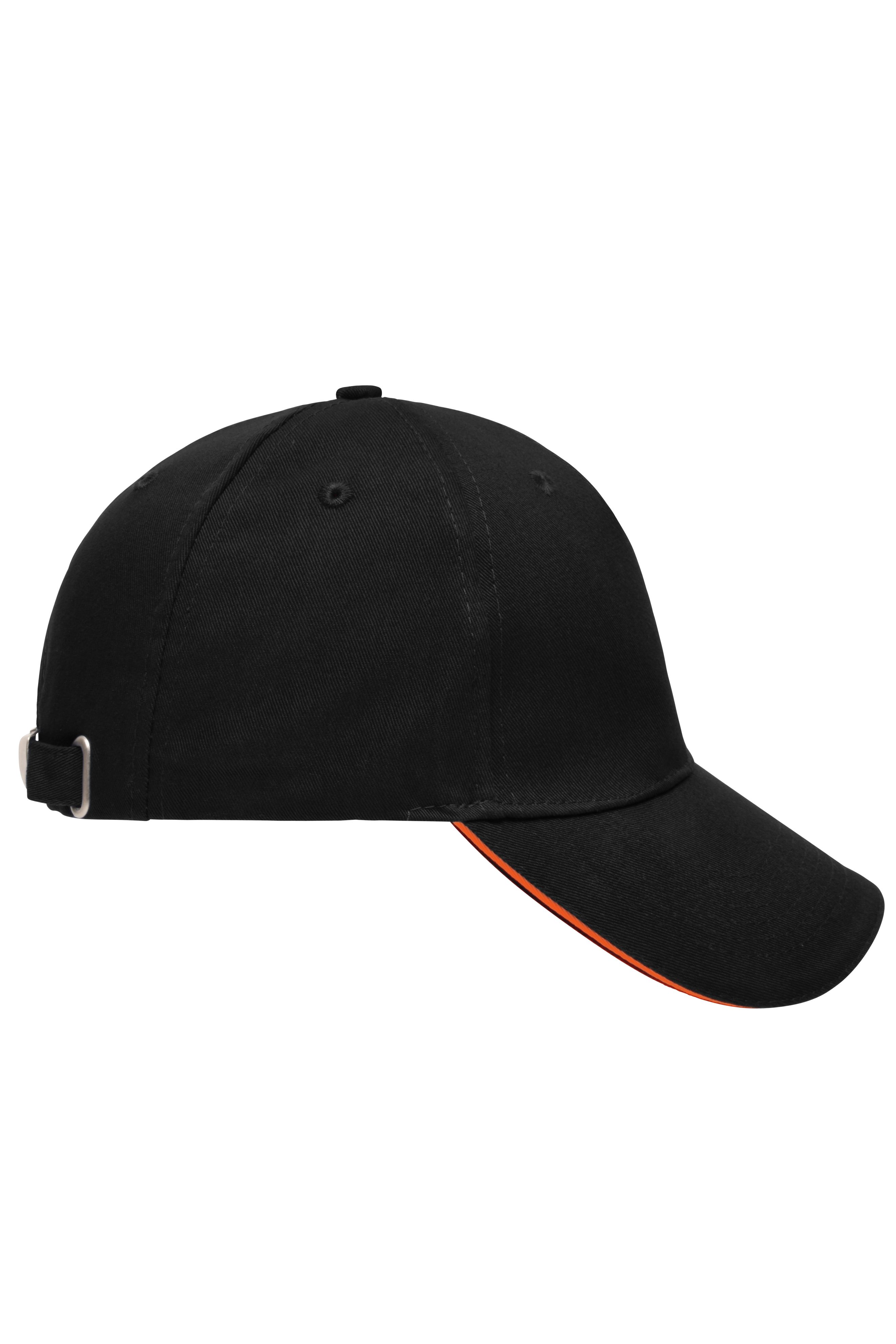 Unisex 5 Panel Sandwich Cap Black/orange-Daiber