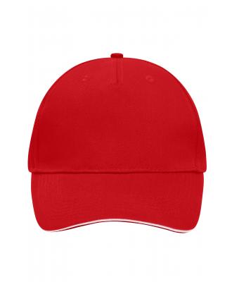 Unisex 5 Panel Sandwich Cap Red/white-Daiber