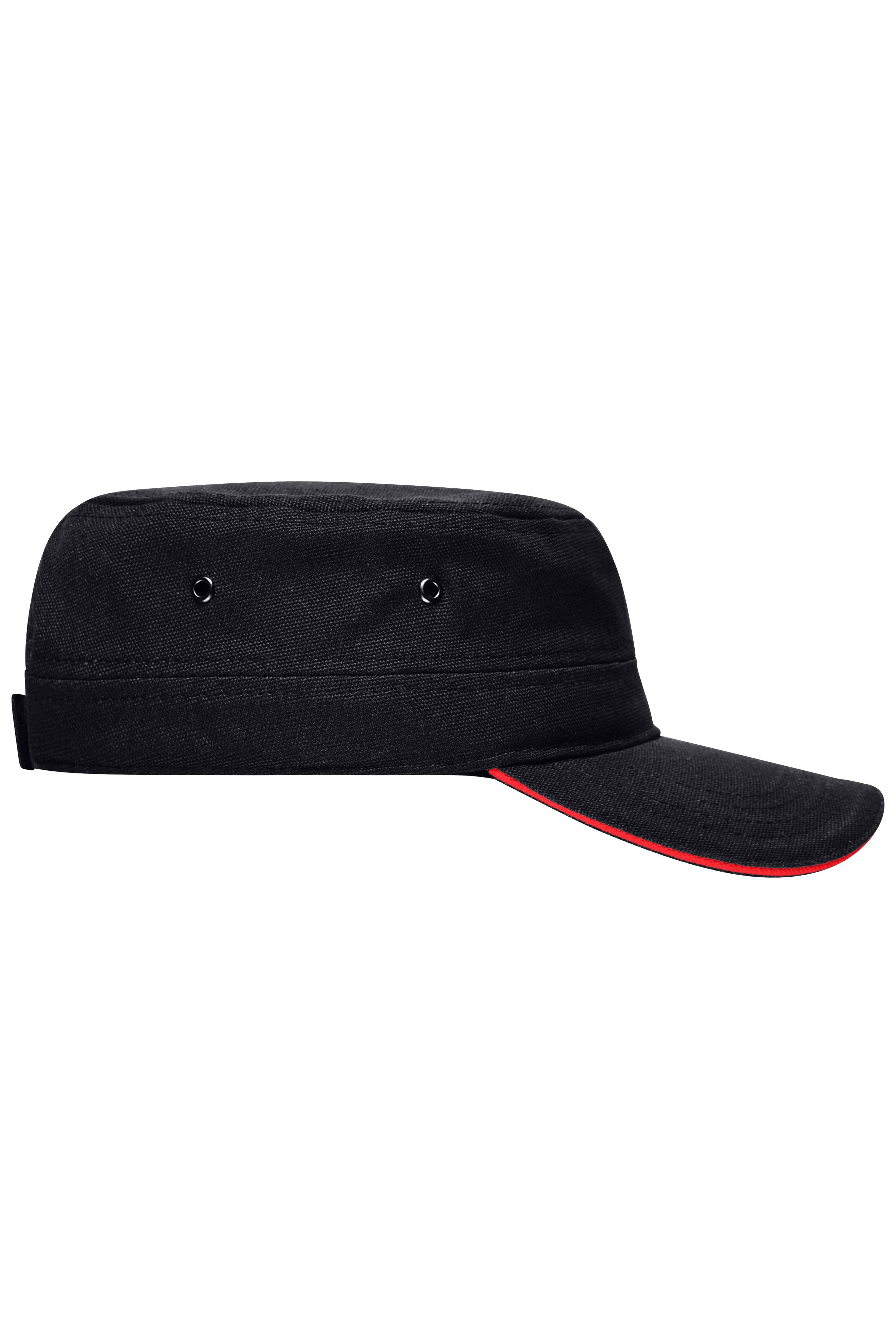 Unisex Military Sandwich Cap Black/red-Daiber
