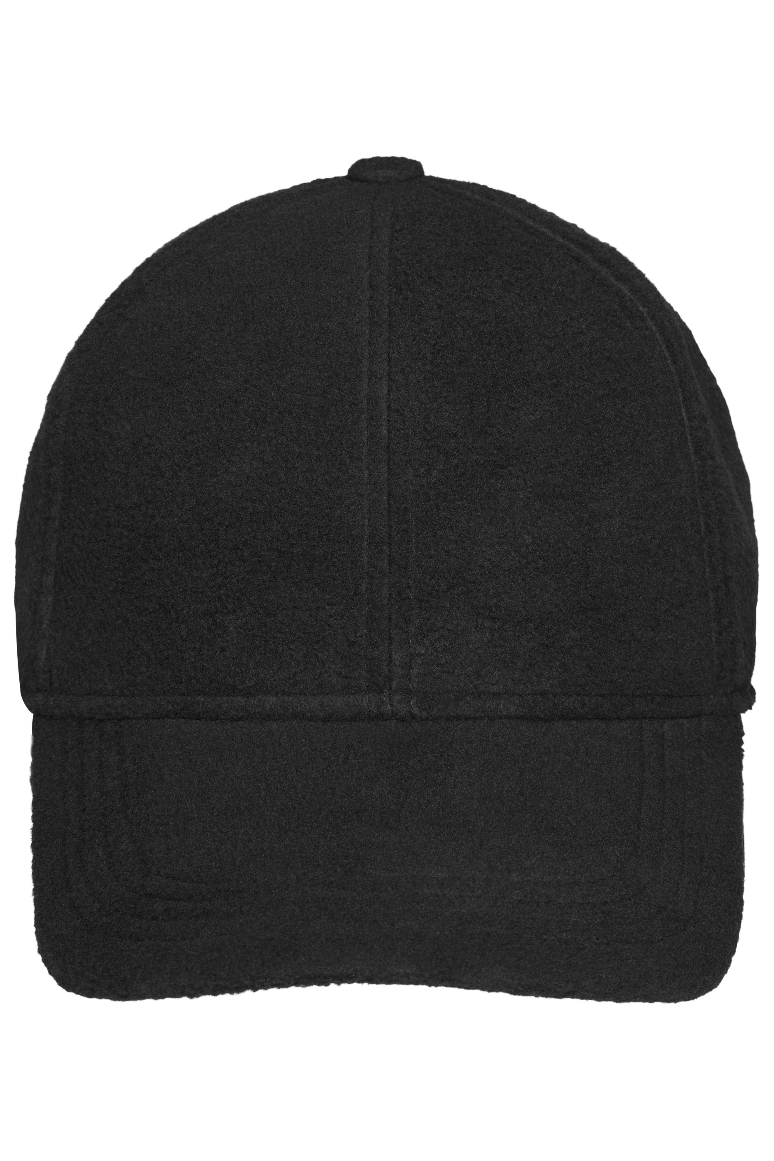 Unisex 6 Panel Fleece Cap with Earflaps Black-Daiber